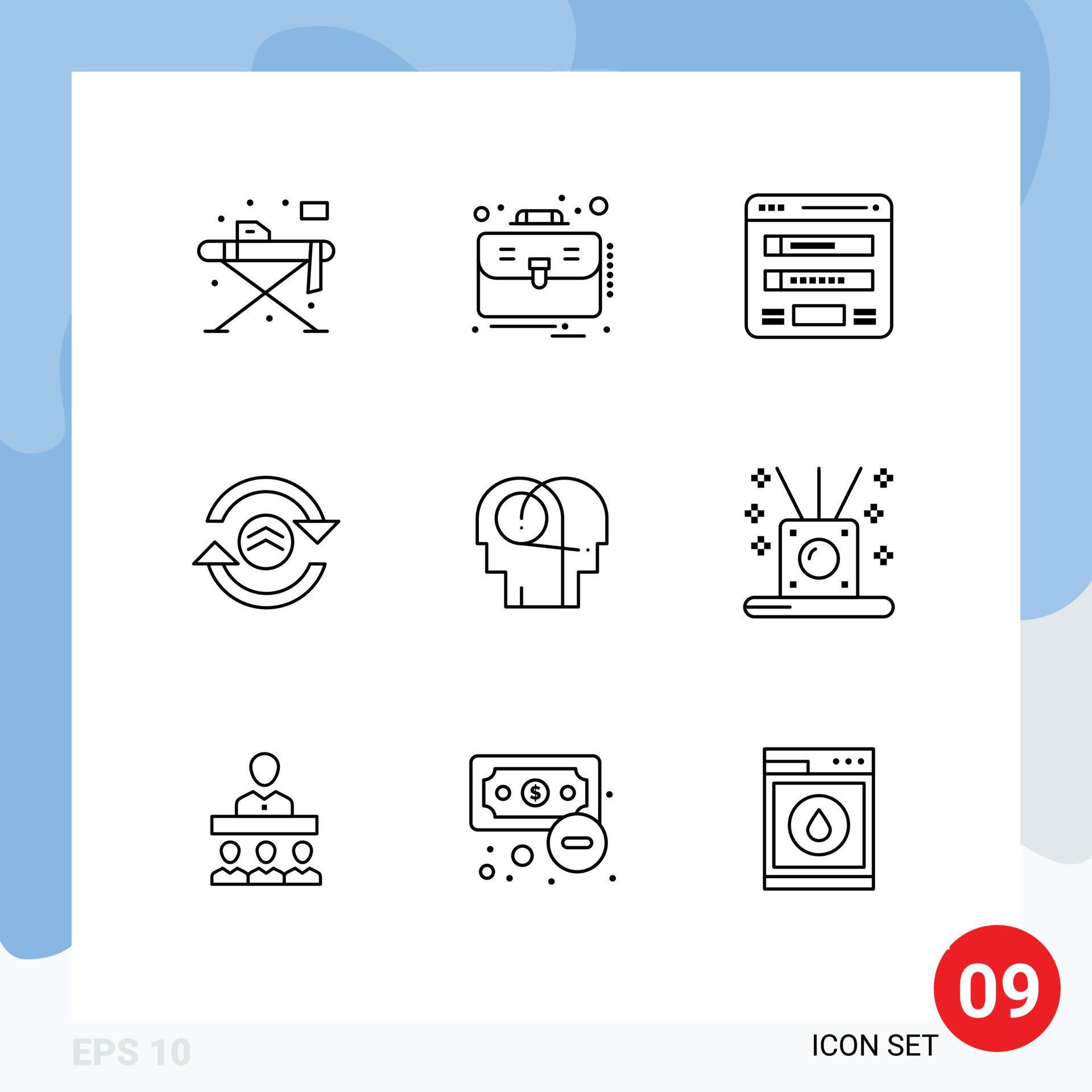 Editable Vector Line Pack Of 9 Simple Outlines Of Better Reload Flowchart Refresh Web Editable