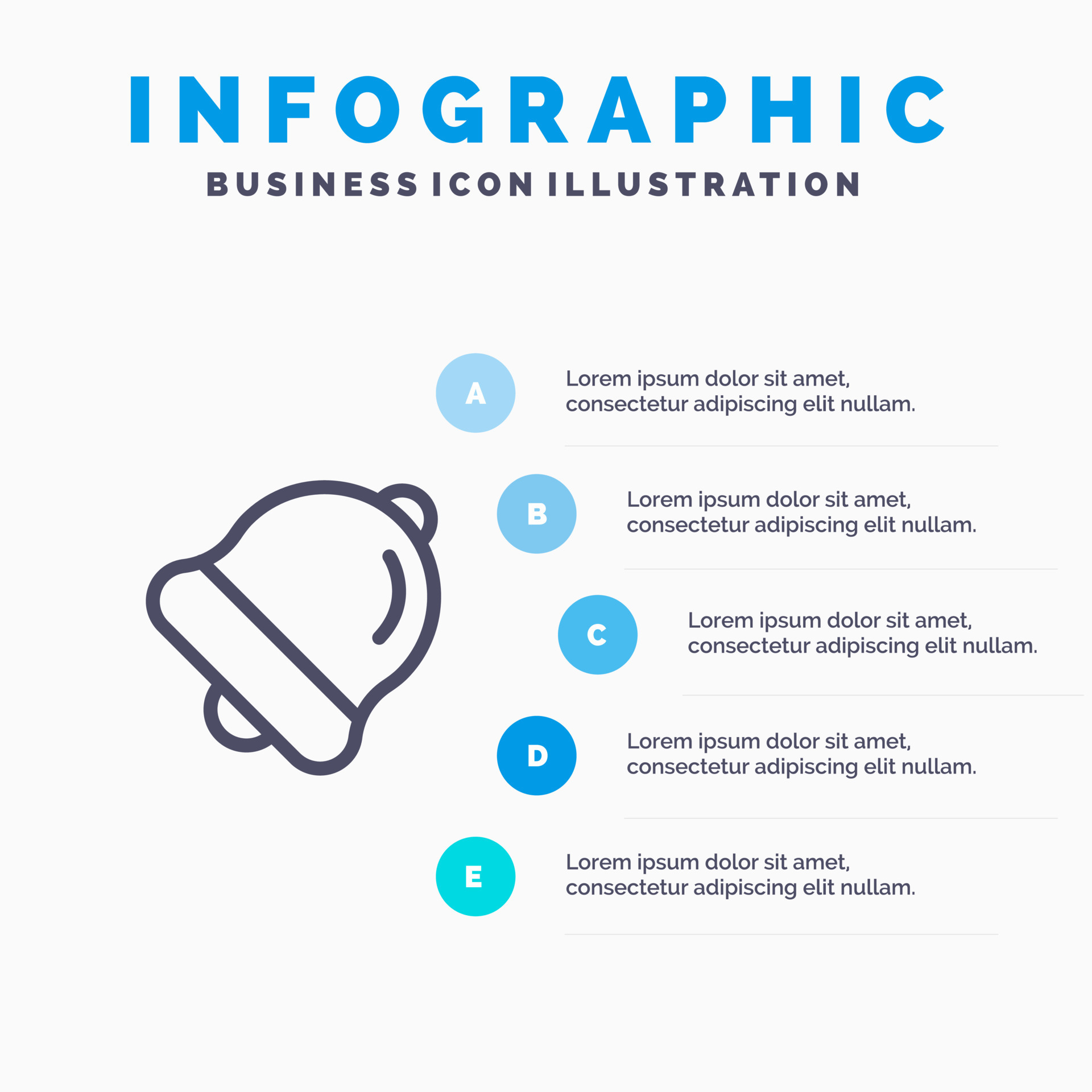 Alarm Bell Education Line Icon With 5 Steps Presentation Infographics Background 15541923 Vector