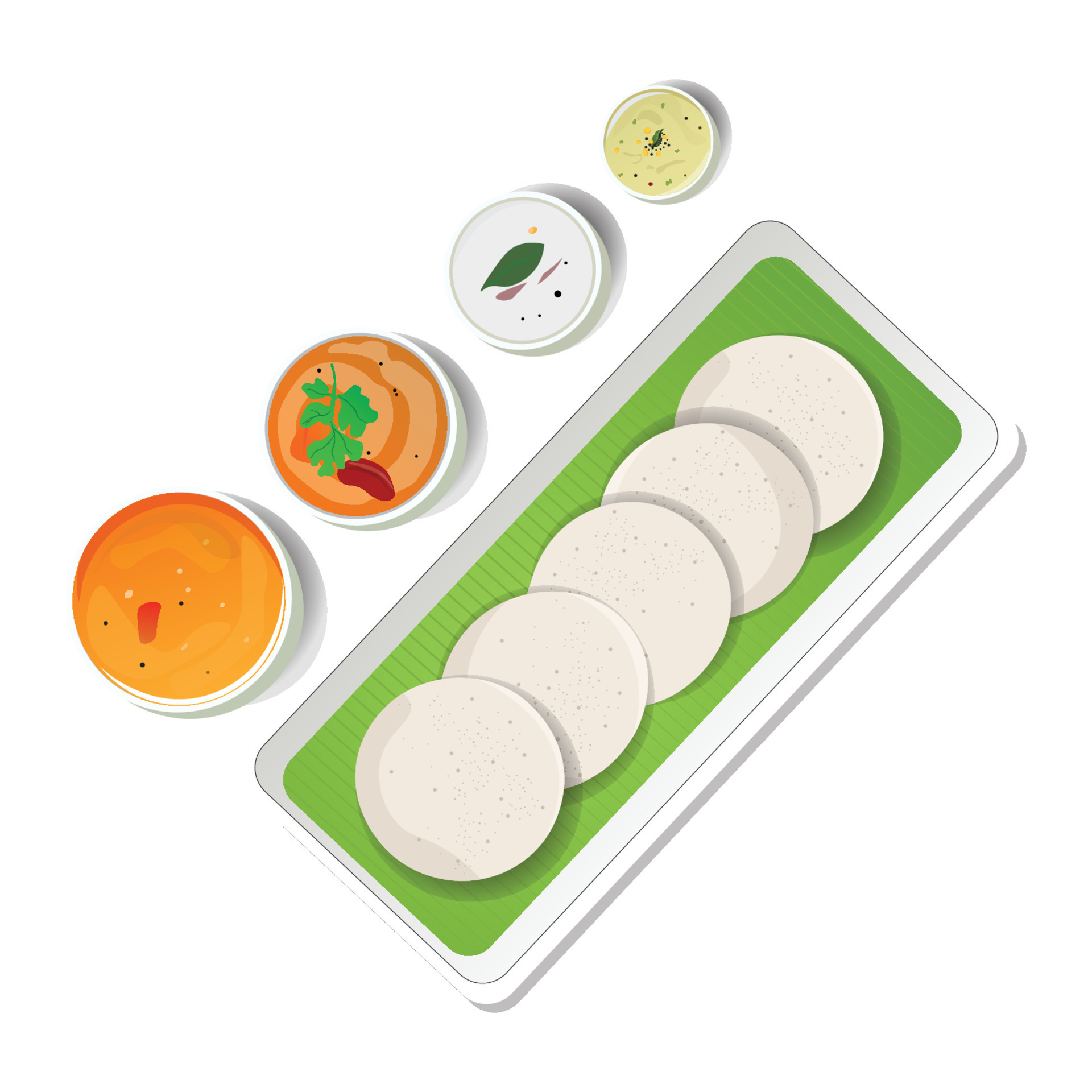 Idly with Sambar and different chutneys, Vector 15542266 Vector Art at ... Idly with Sambar and different chutneys, Vector 15542266 Vector Art at ...