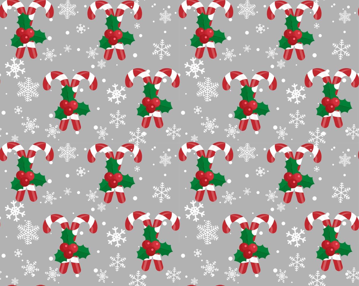 Christmas vector seamless pattern with candy canes and snowflakes ...