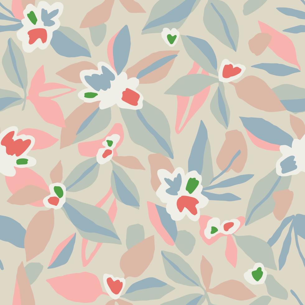 Vector hand-drawn flower sketch illustration seamless repeat pattern ...