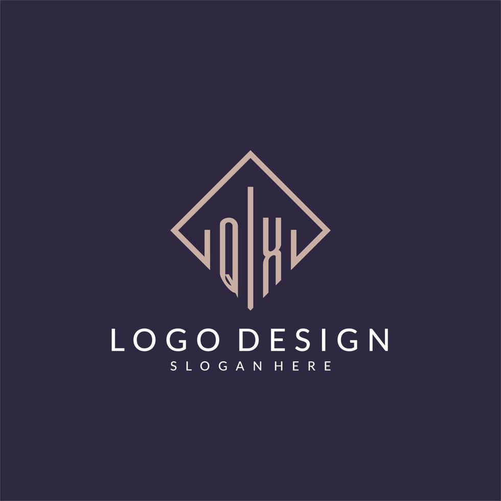 QX initial monogram logo with rectangle style design 15549298 Vector ...