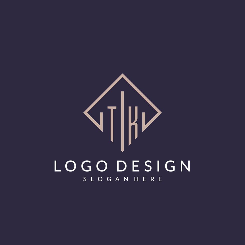 TK initial monogram logo with rectangle style design 15549438 Vector ...
