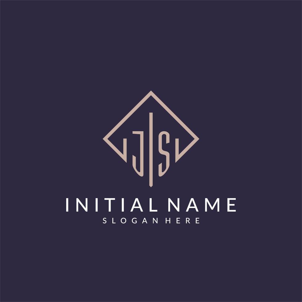 JS initial monogram logo with rectangle style design 15549717 Vector ...