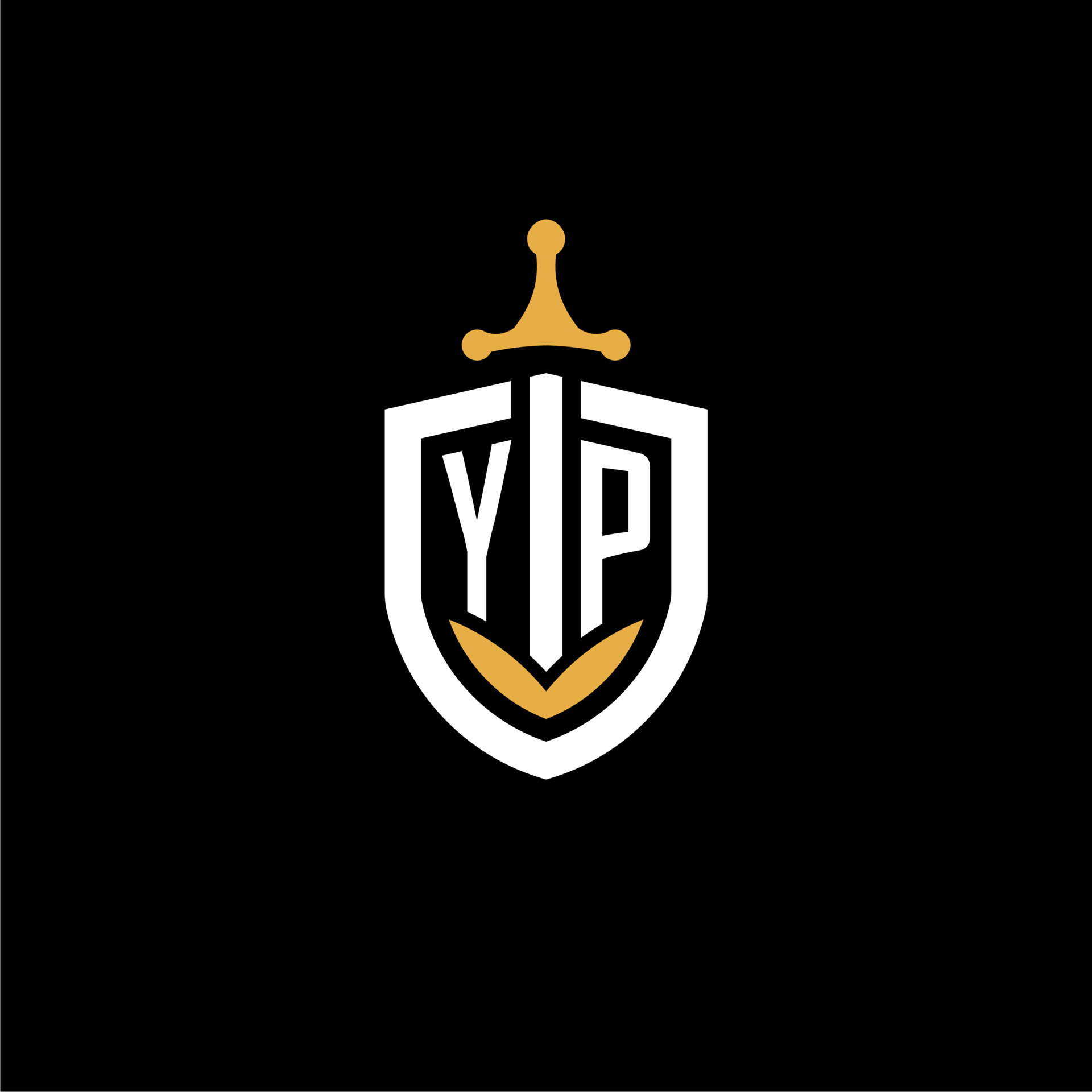Creative letter YP logo gaming esport with shield and sword design ... Creative letter YP logo gaming esport with shield and sword design ...