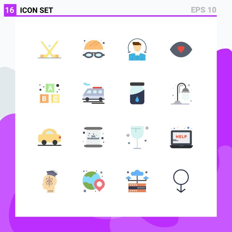 Set of 16 Modern UI Icons Symbols Signs for baby vision user human eye Editable Pack of Creative ...