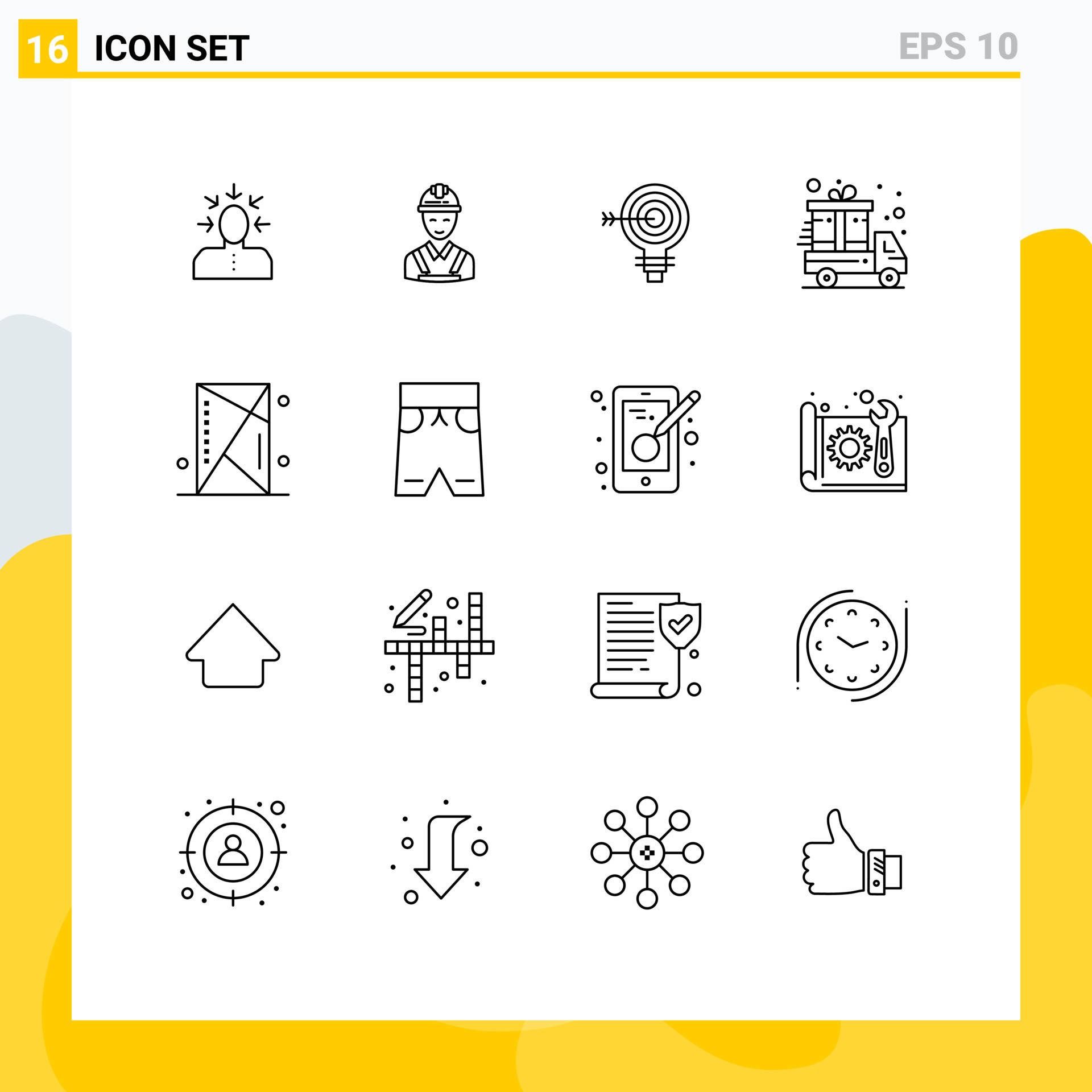 User Interface Pack Of 16 Basic Outlines Of Cyber Monday Idea Construction Bulb Goal Editable