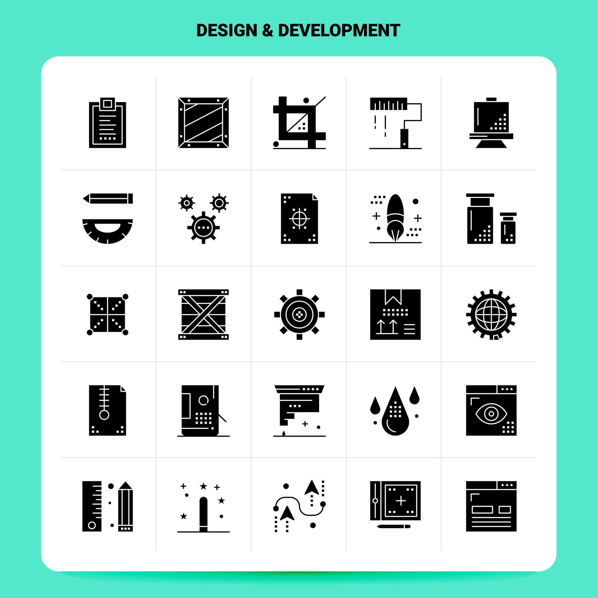 Solid 25 Design Development Icon Set Vector Glyph Style Design Black Icons Set Web And Mobile