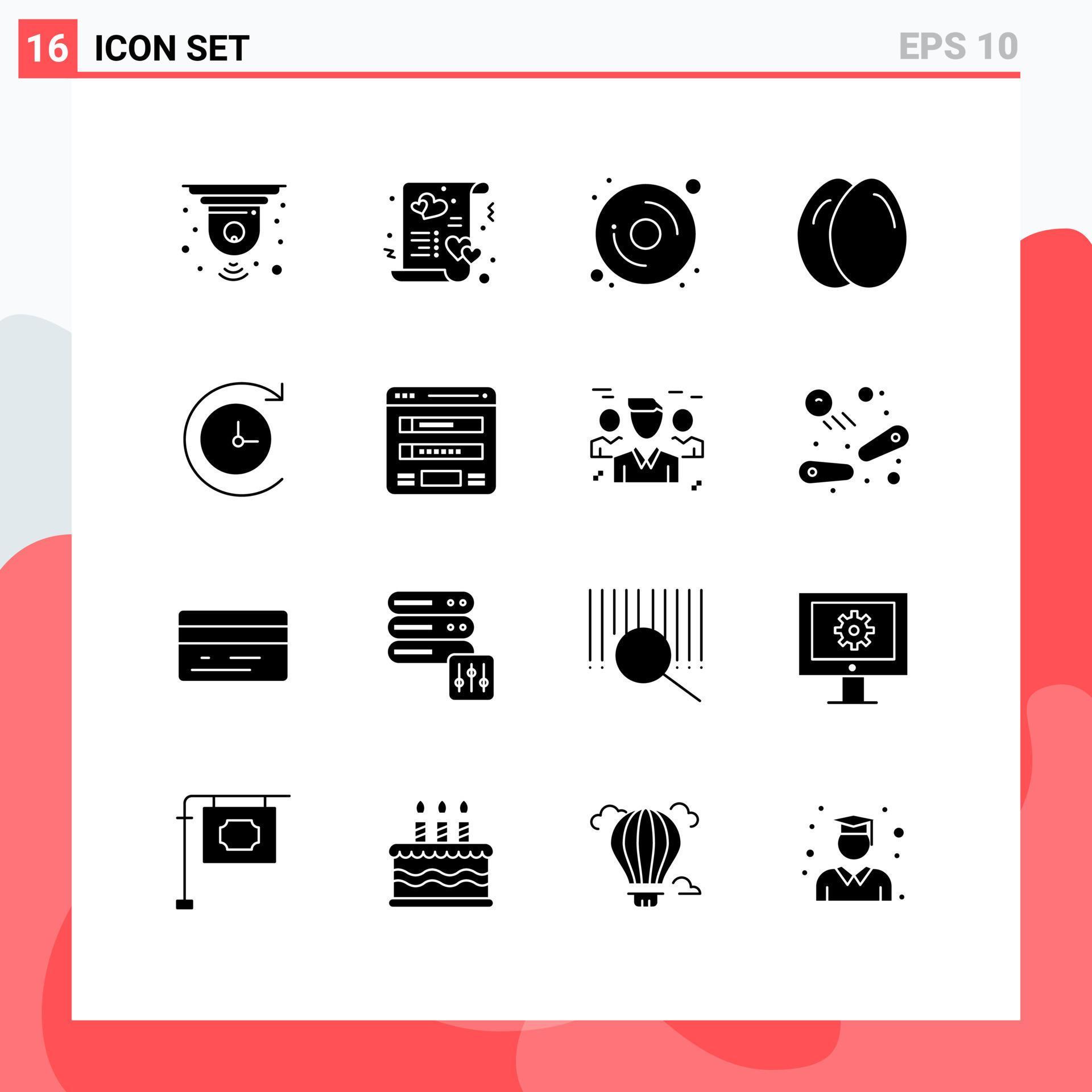 Set of 16 Modern UI Icons Symbols Signs for flowchart backup marry life chicken Editable Vector ...