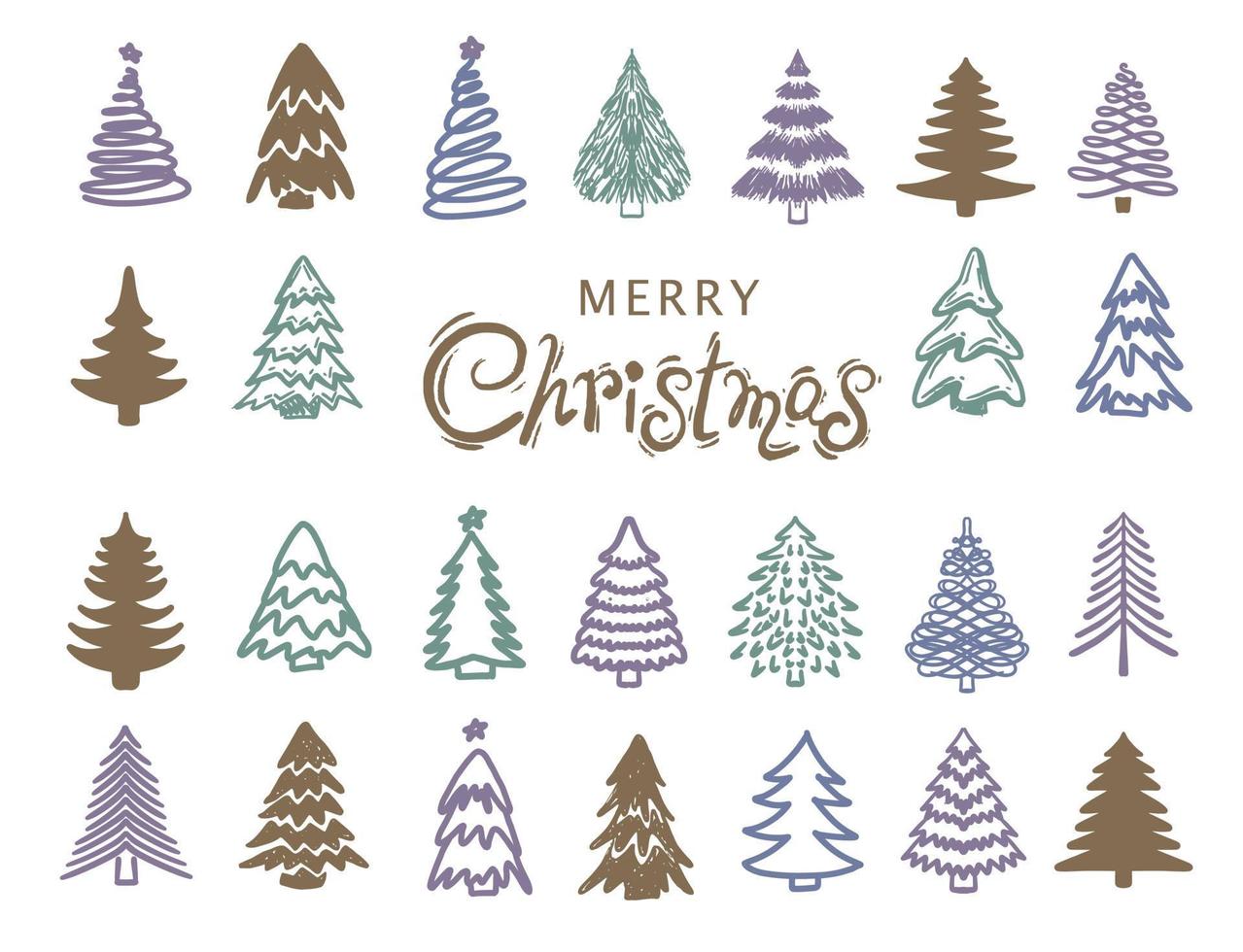 Christmas tree set, Hand drawn illustrations. 15567696 Vector Art at ...