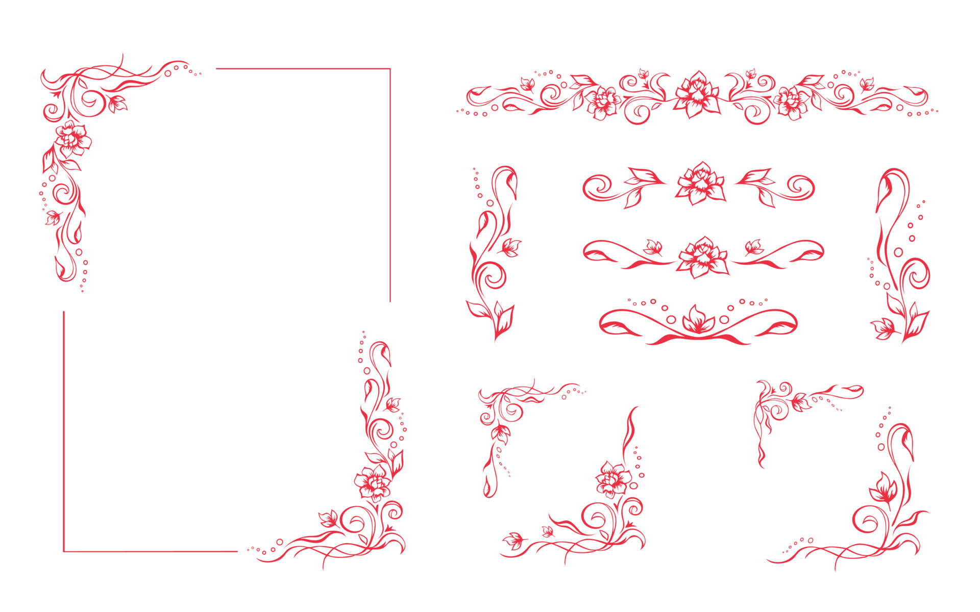Rectangular floral frame, romantic rose border template with flourishes ...