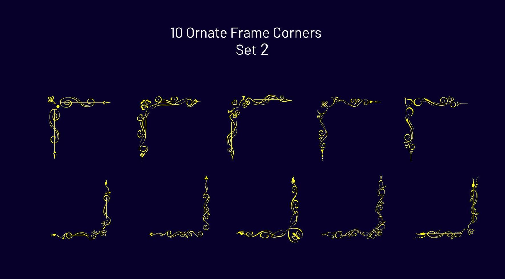 Collection Of Symmetrical Decorative Corners Vignettes Set Of Elegant Calligraphic Lines