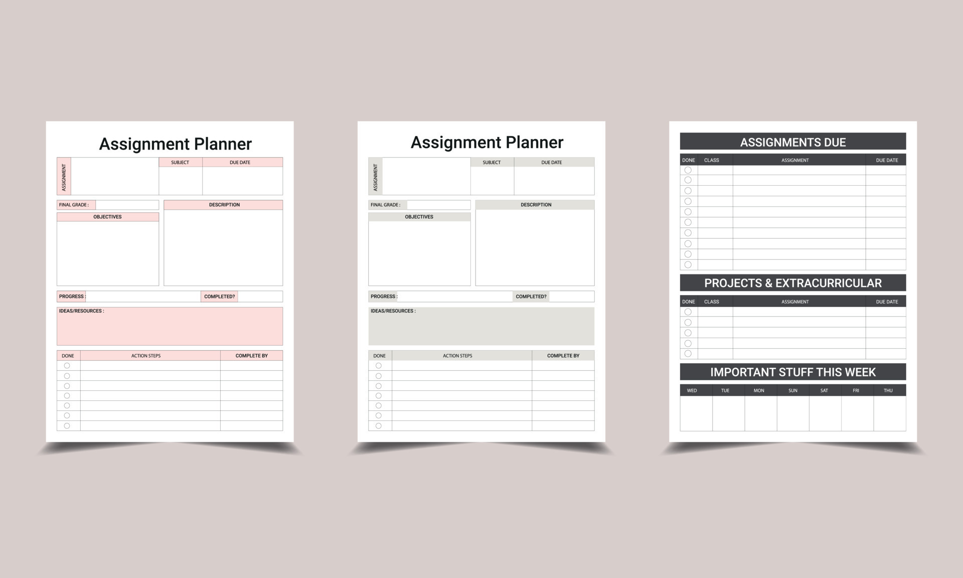 Assignment Planner. Lesson Planner Template Design. Assignment Planner