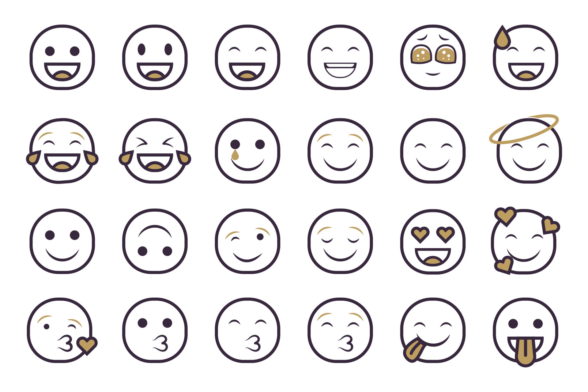 Set of emoticon smilley icons. Cartoon Emoji Set with smile, sad, happy ...