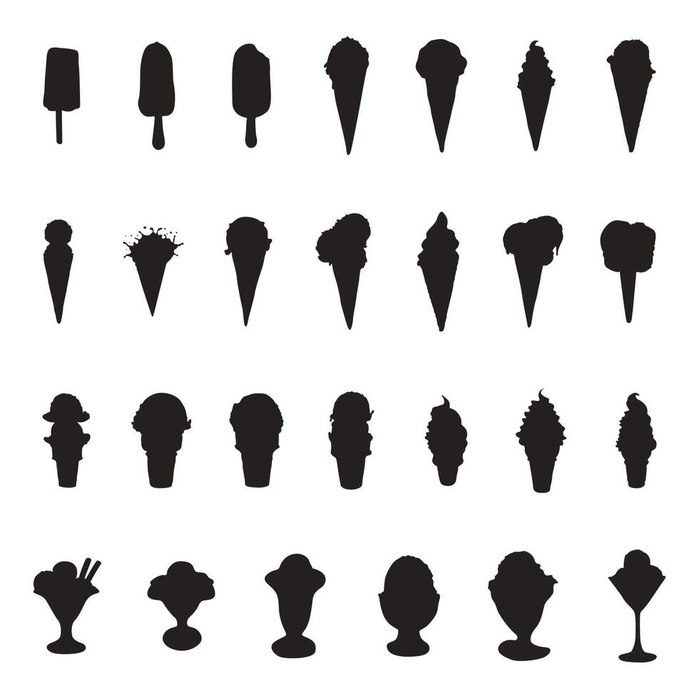 Ice Cream Silhouettes Ice Cream Silhouette Set 15572741 Vector Art At