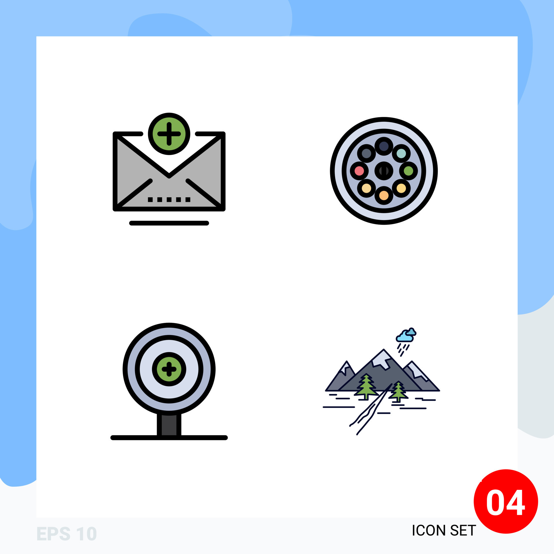 Set Of 4 Modern Ui Icons Symbols Signs For Add Target Extractor