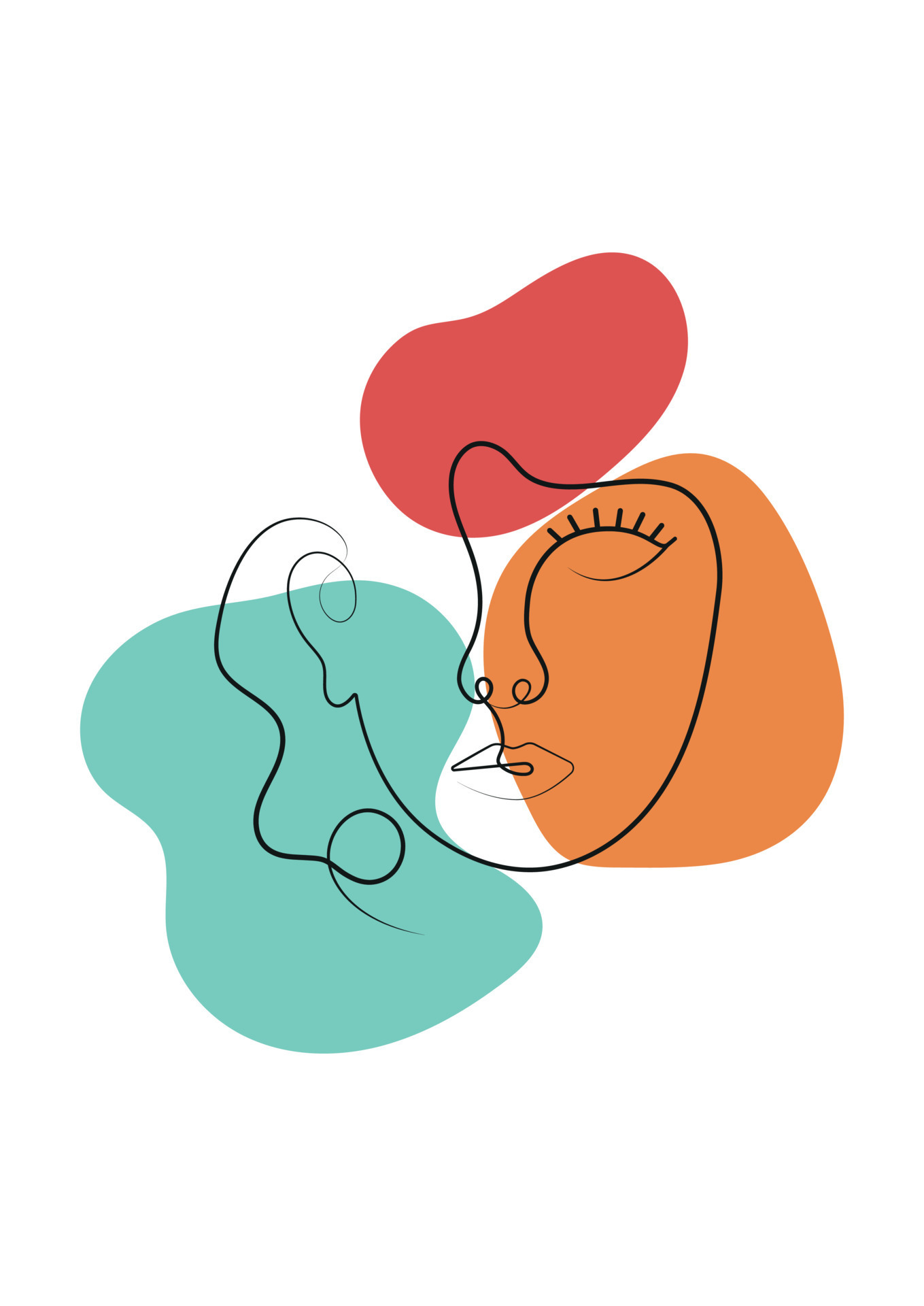 Woman Face Line Drawing Minimal Style Minimalist Abstract Outline Hand