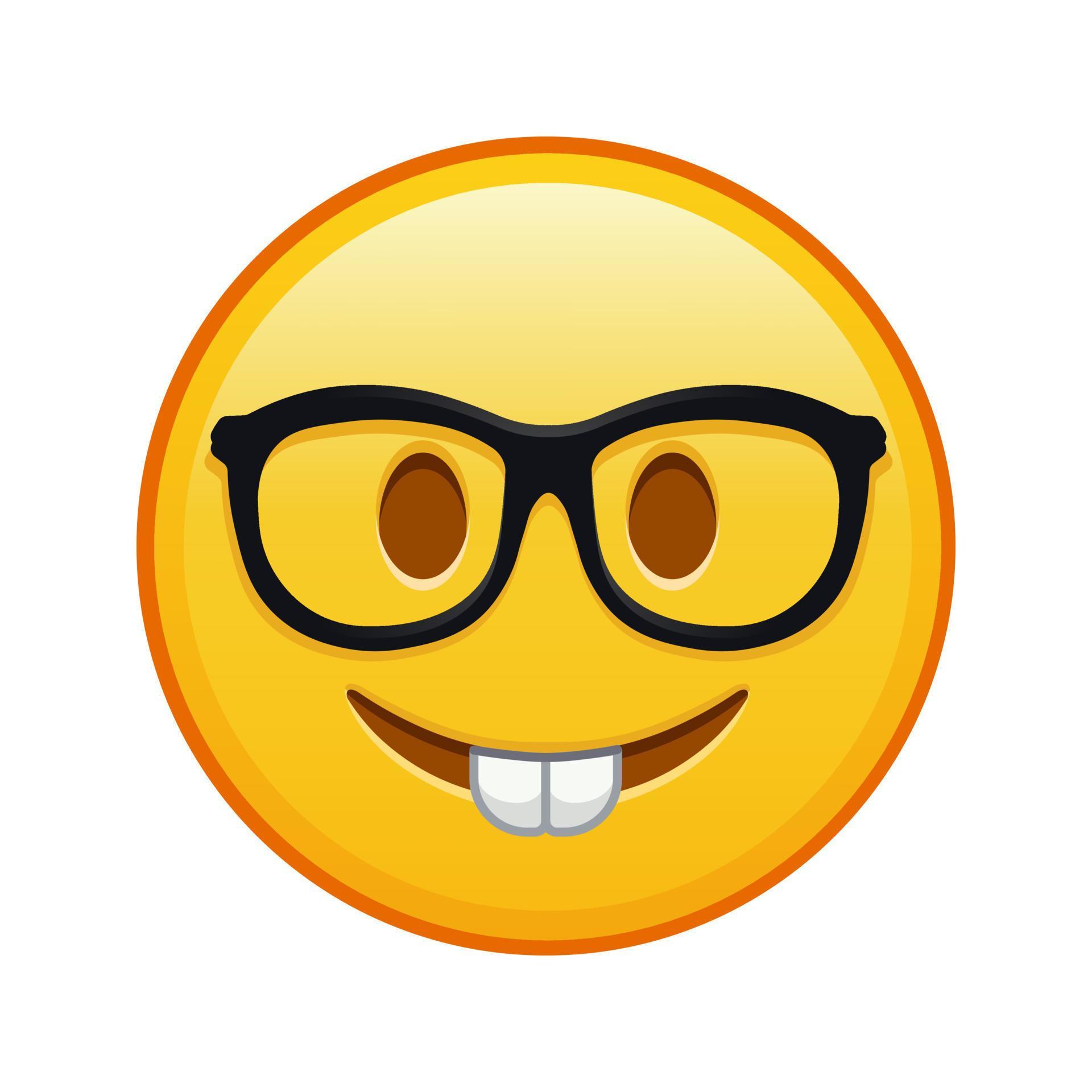 Nerd Face Large Size Of Yellow Emoji Smile 15577181 Vector Art At Vecteezy