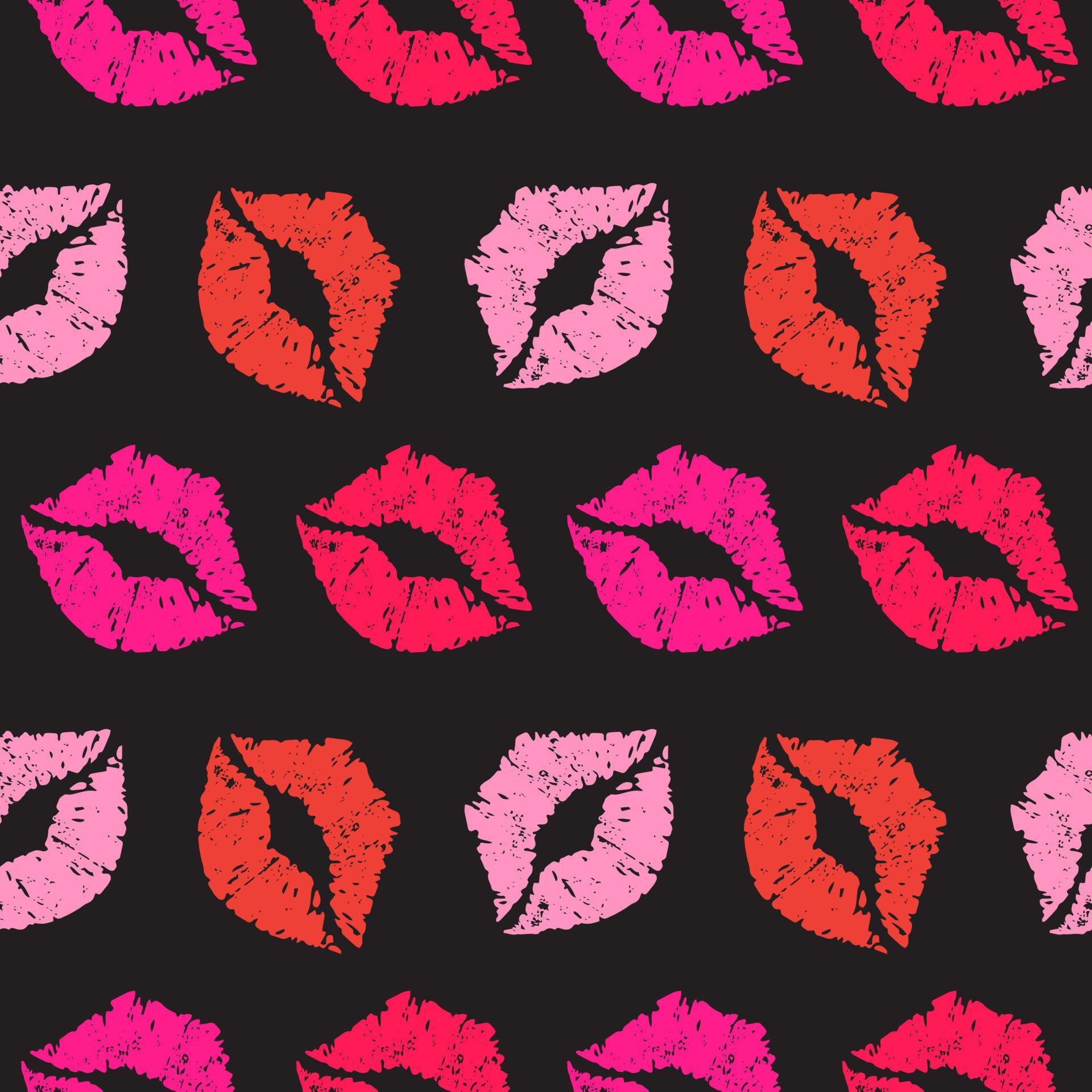 Colorful Lipstick Kiss Seamless Vector Pattern For Background Fabric