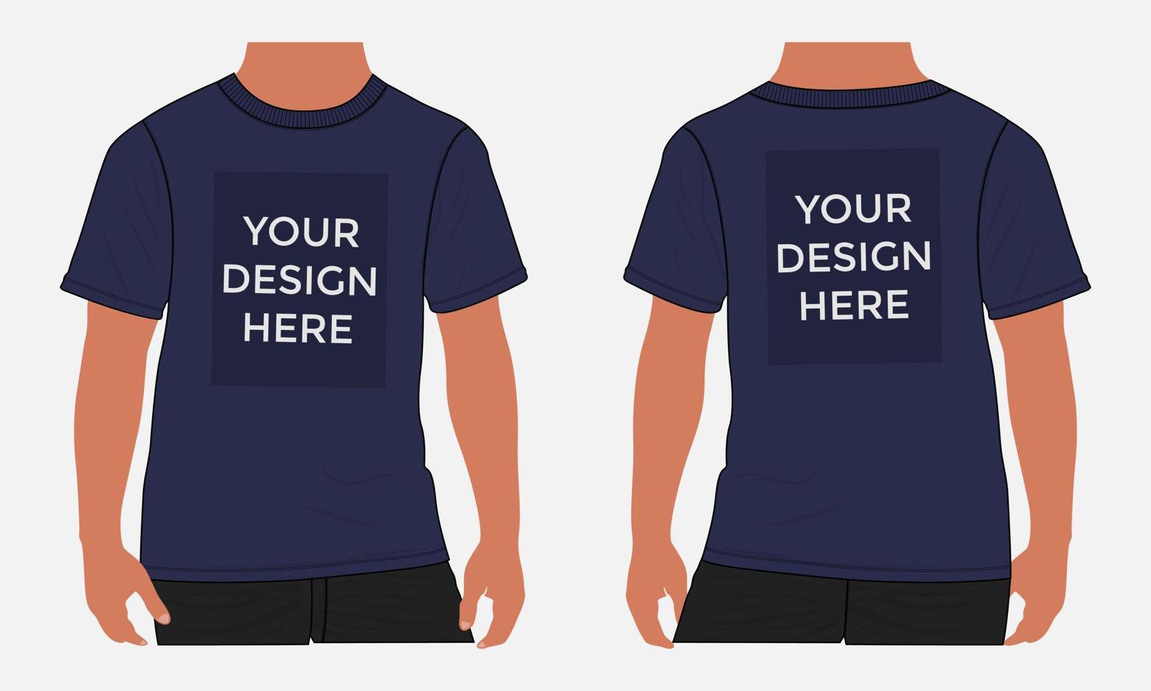 Short Sleeve T Shirt Vector Illustration Mock Up Template For Mens And
