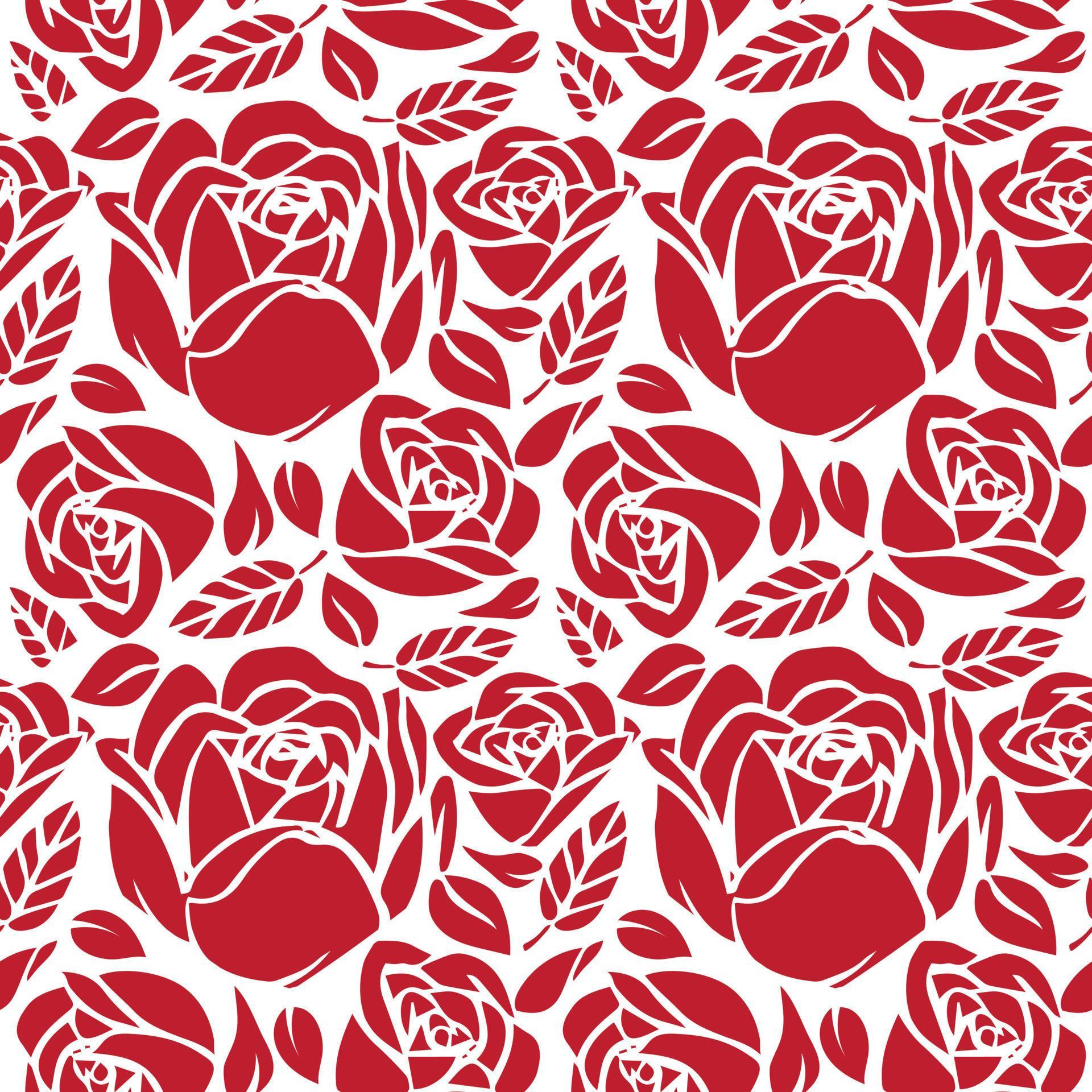 Red Rose Floral Seamless Vector Illustration Pattern Background Design