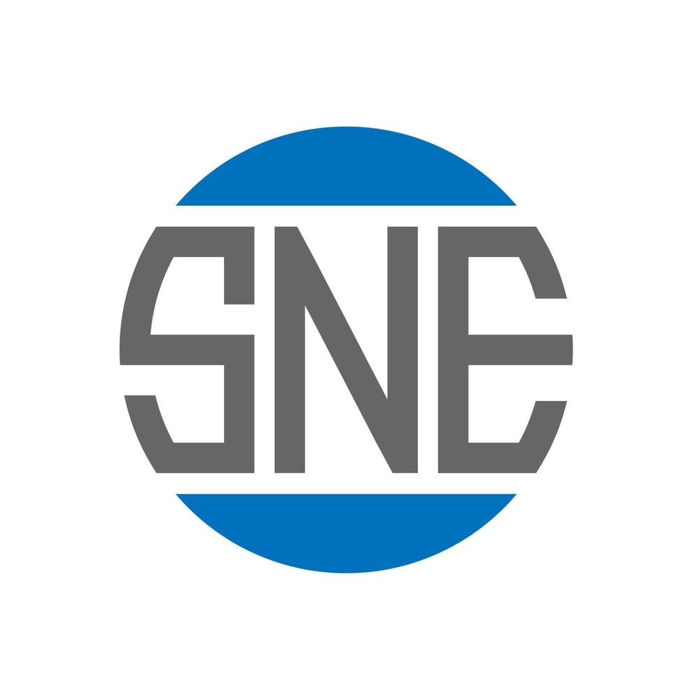 diseño de logotipo de letra sne sobre fondo blanco. concepto de logotipo de círculo de iniciales ...