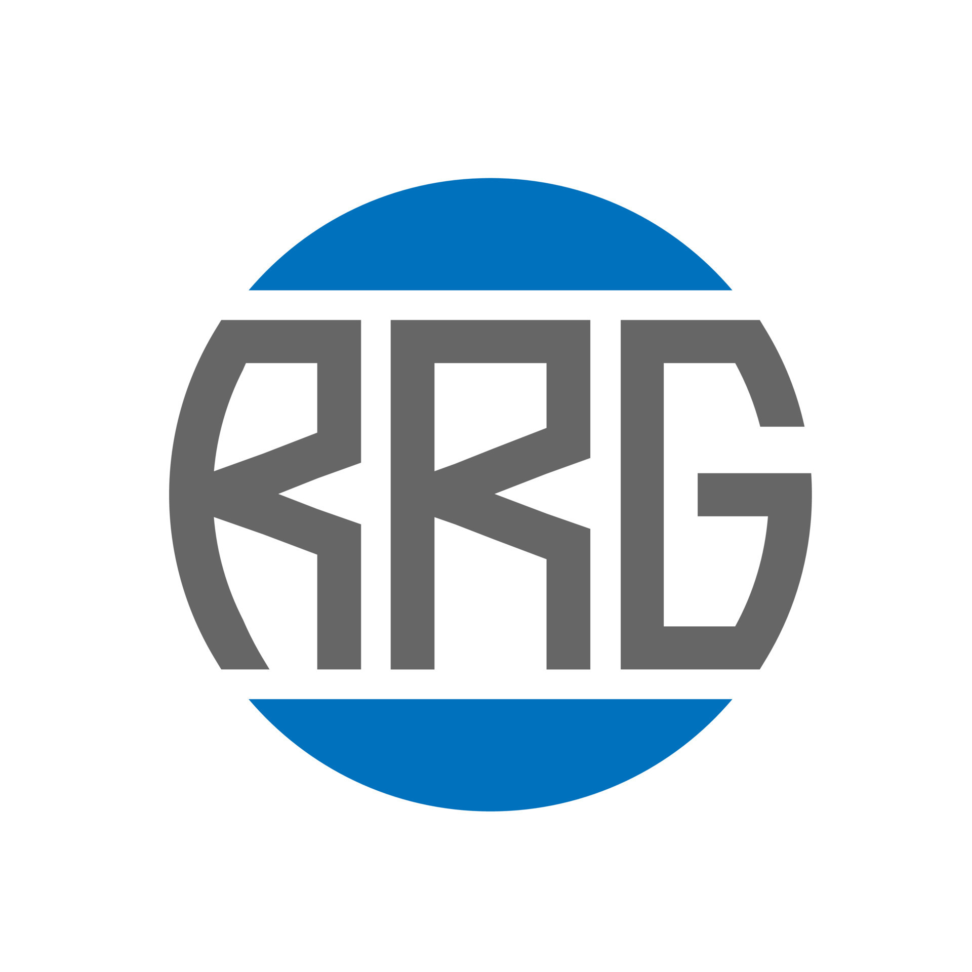 diseño de logotipo de letra rrg sobre fondo blanco. concepto de logotipo de círculo de iniciales ...