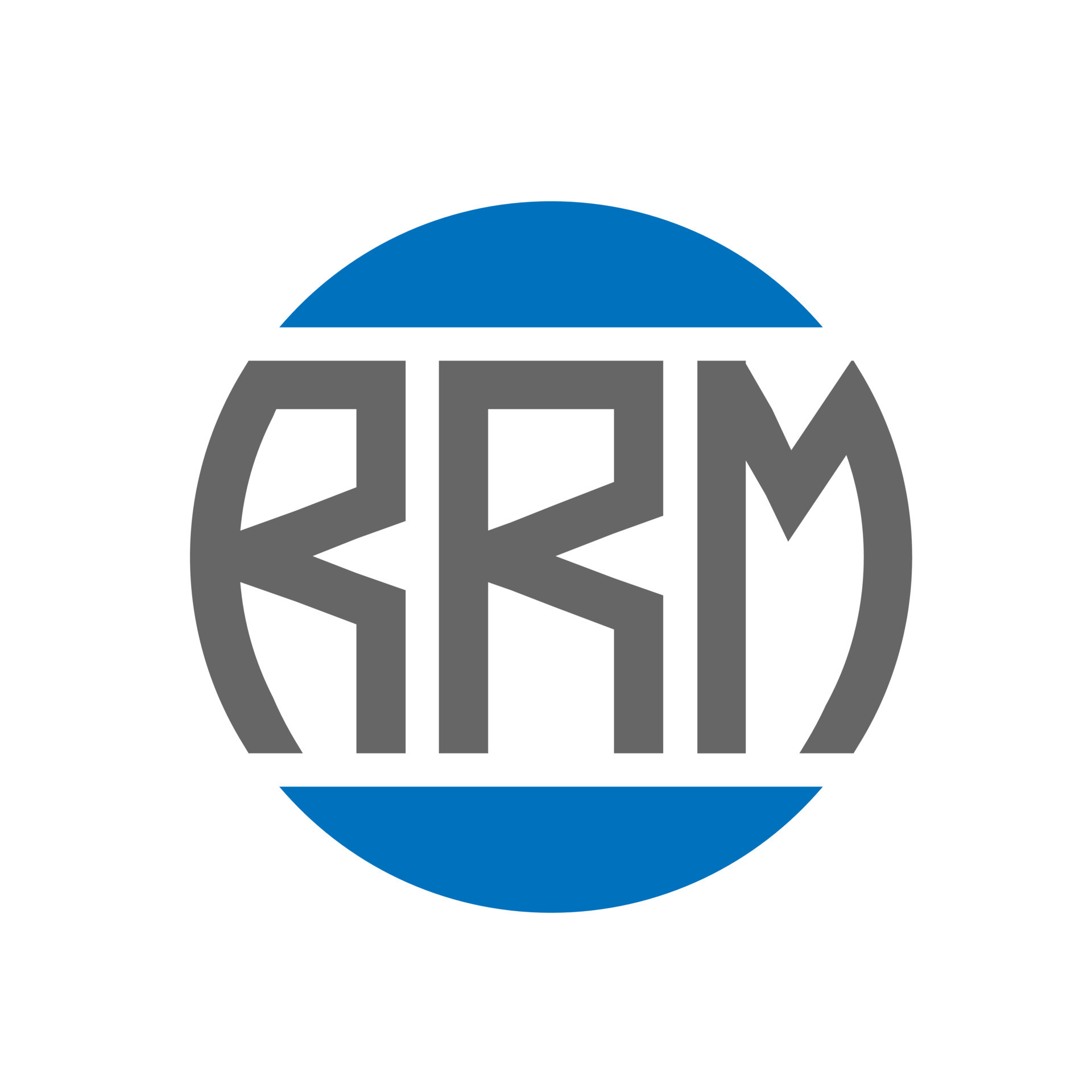 diseño de logotipo de letra rrm sobre fondo blanco. concepto de logotipo de círculo de iniciales ...