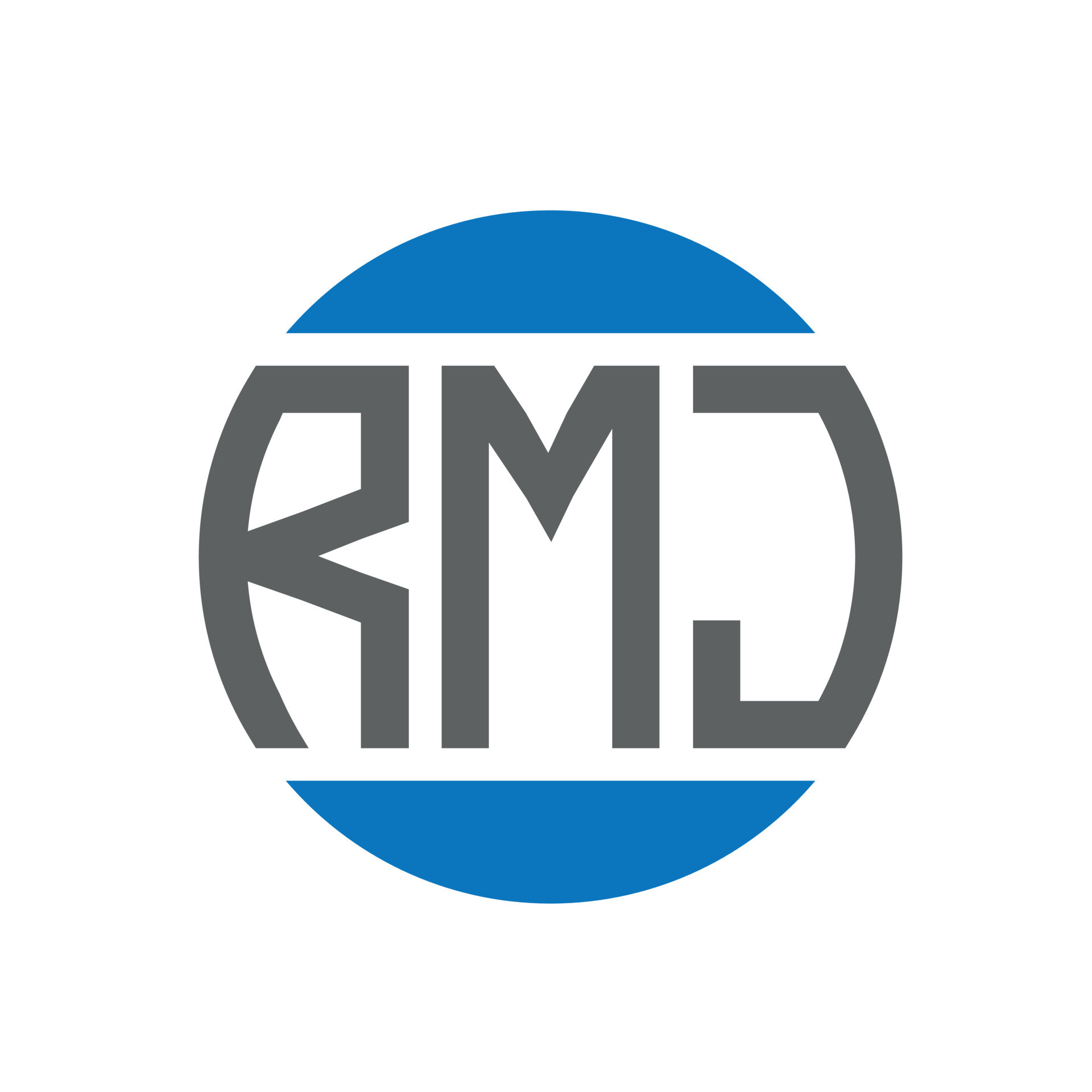 diseño de logotipo de letra rmj sobre fondo blanco. concepto de logotipo de círculo de iniciales ...