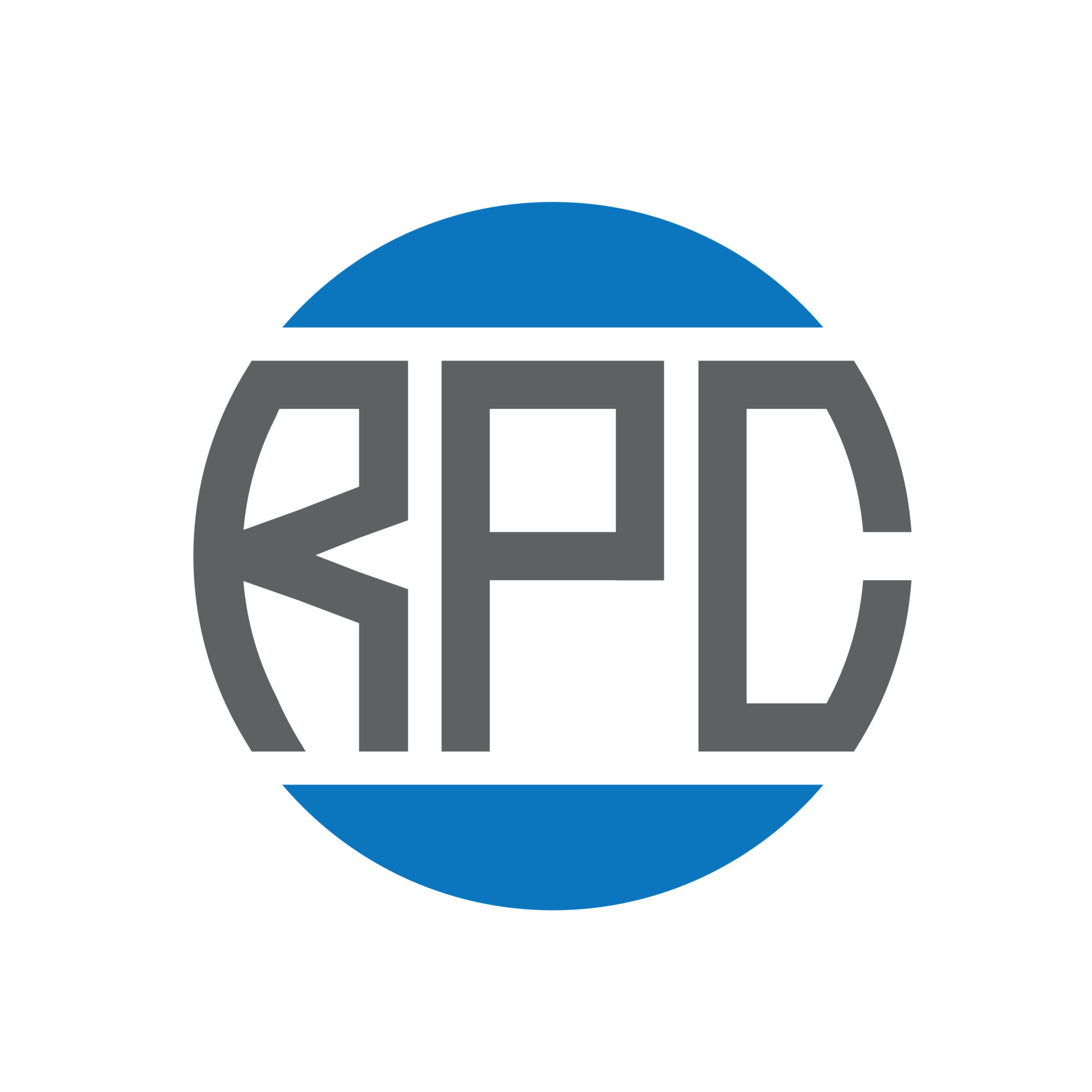diseño de logotipo de letra rpc sobre fondo blanco. concepto de logotipo de círculo de iniciales ...