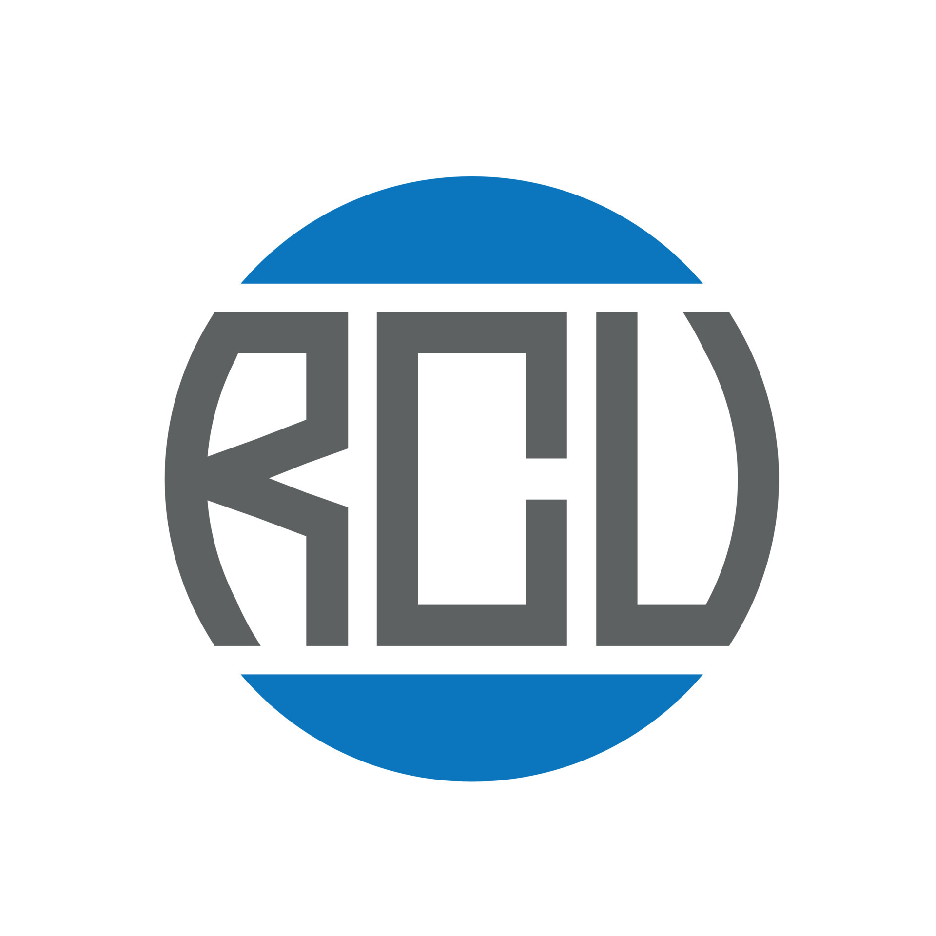 diseño de logotipo de letra rcu sobre fondo blanco. concepto de logotipo de círculo de iniciales ...