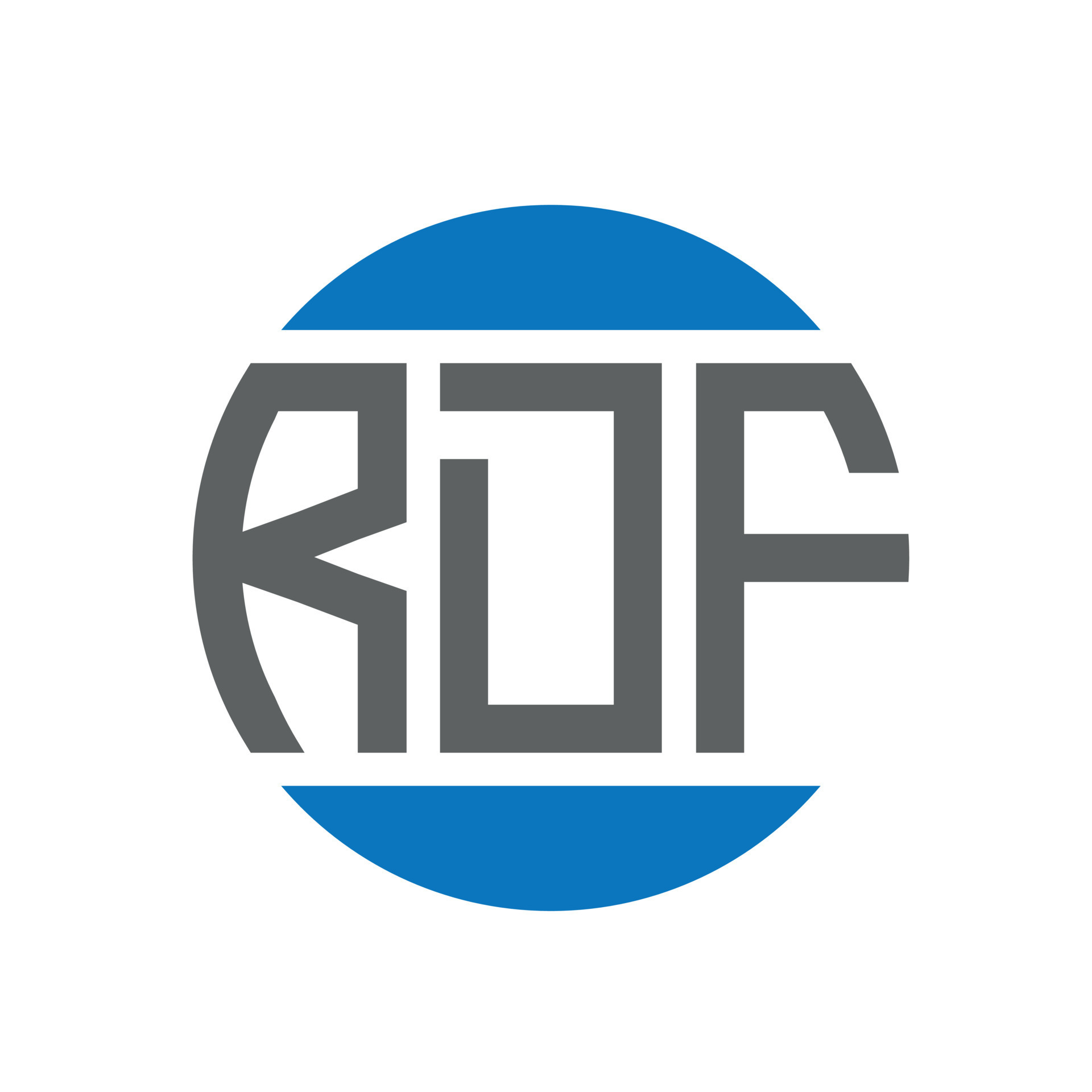 diseño de logotipo de letra rdf sobre fondo blanco. concepto de logotipo de círculo de iniciales ...