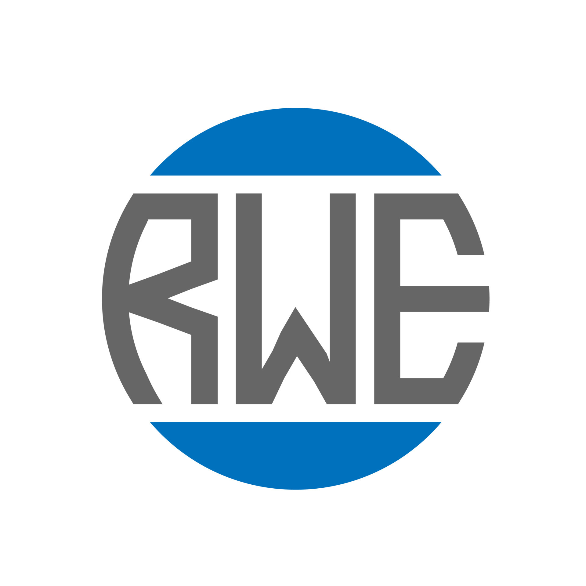 diseño de logotipo de letra rwe sobre fondo blanco. concepto de logotipo de círculo de iniciales ...