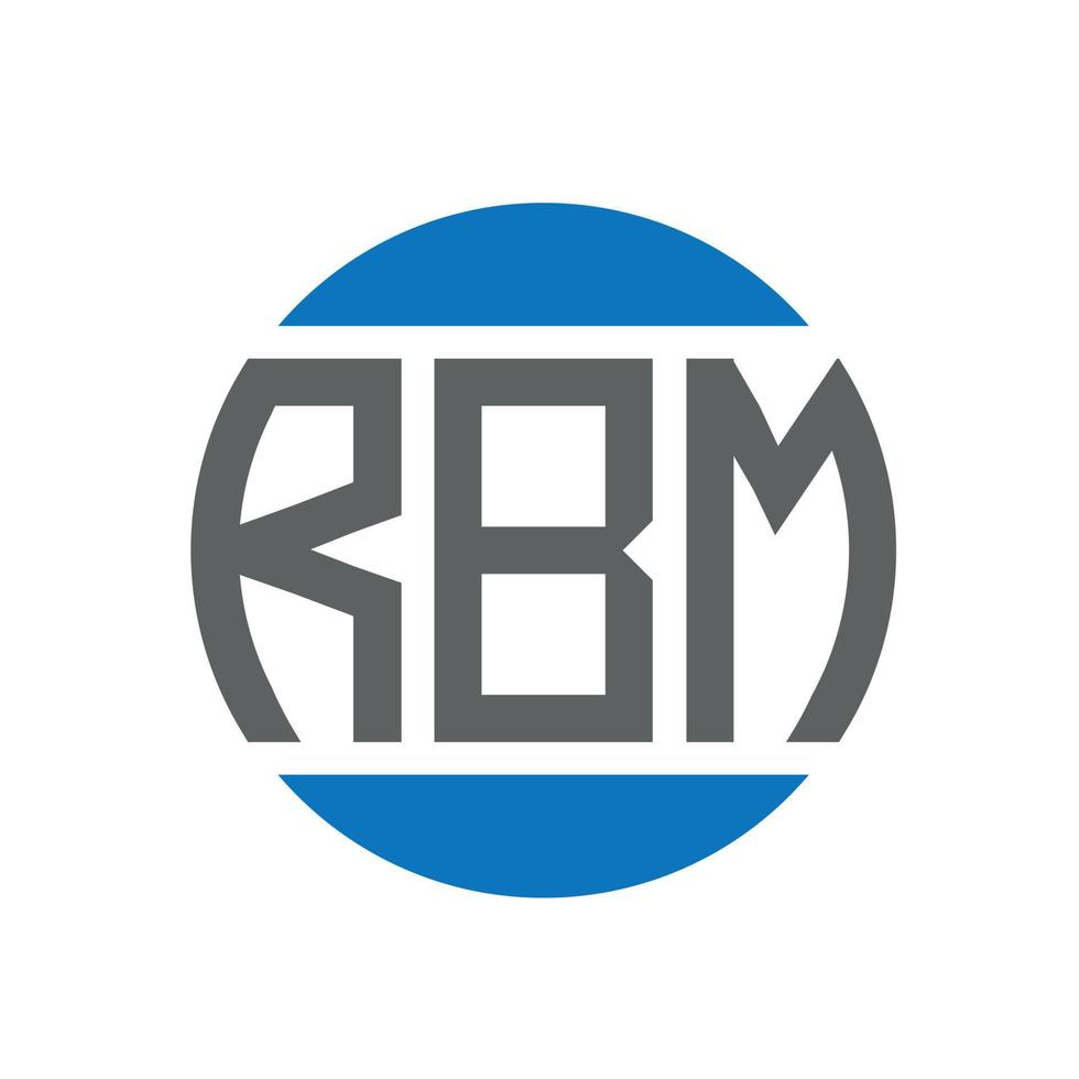 diseño de logotipo de letra rbm sobre fondo blanco. concepto de logotipo de círculo de iniciales ...