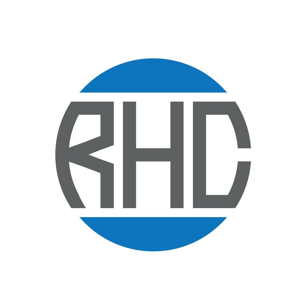 diseño de logotipo de letra rhc sobre fondo blanco. concepto de logotipo de círculo de iniciales ...