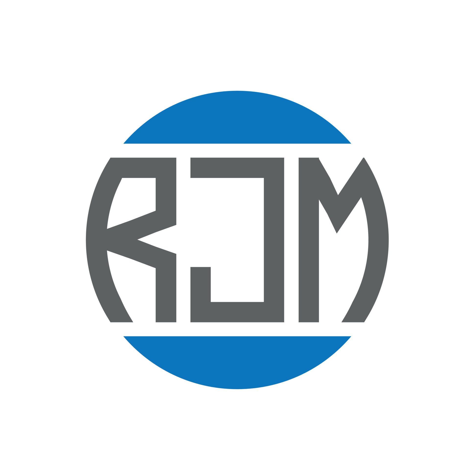 diseño de logotipo de letra rjm sobre fondo blanco. concepto de logotipo de círculo de iniciales ...