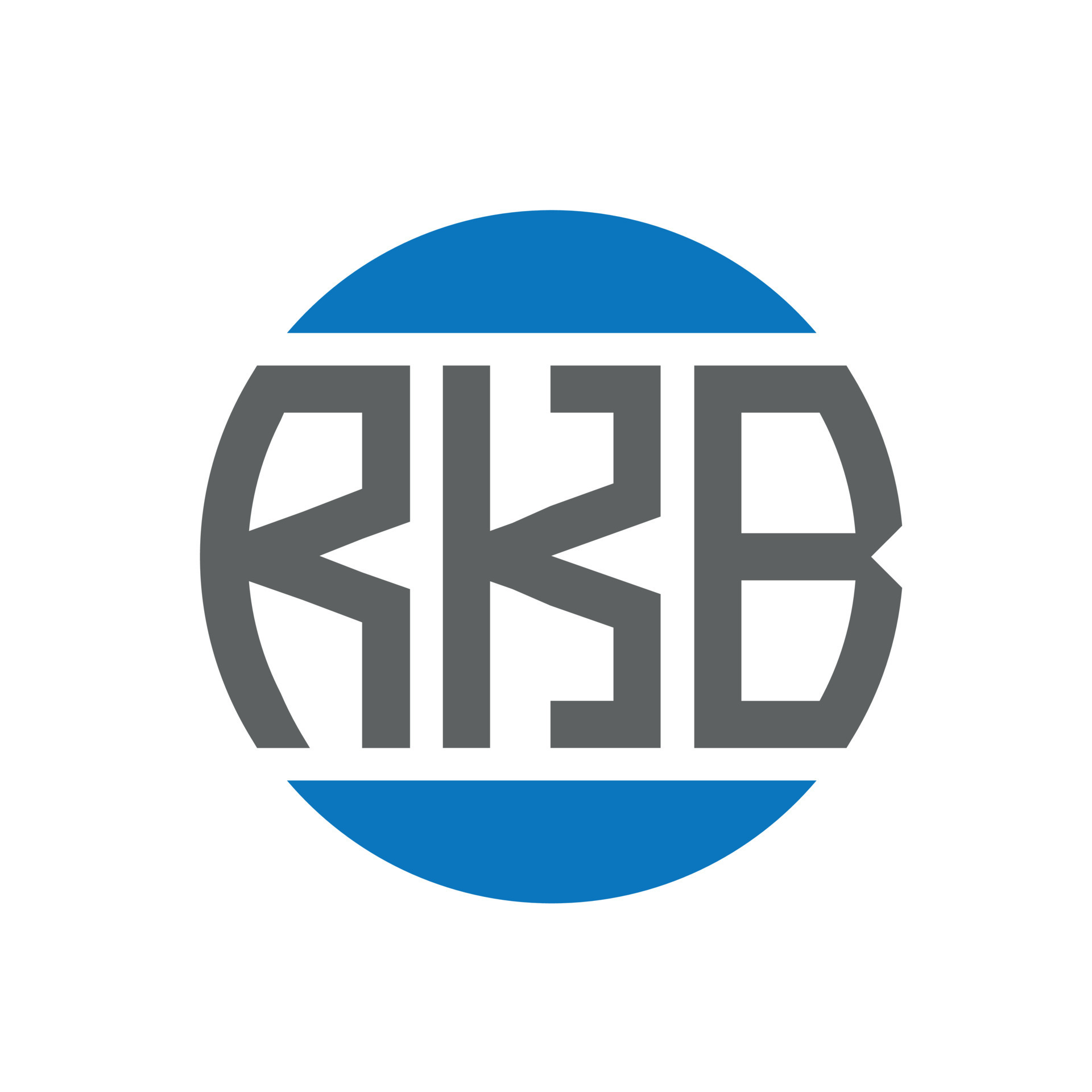 diseño de logotipo de letra rkb sobre fondo blanco. concepto de logotipo de círculo de iniciales ...