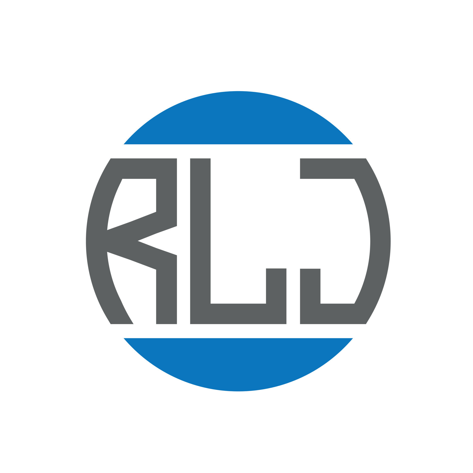 diseño de logotipo de letra rlj sobre fondo blanco. concepto de logotipo de círculo de iniciales ...