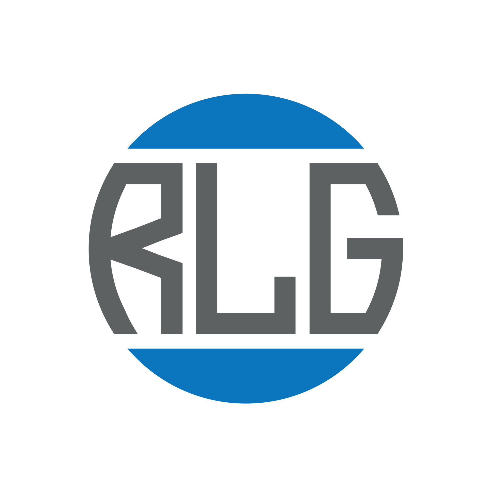 diseño de logotipo de letra rlg sobre fondo blanco. concepto de logotipo de círculo de iniciales ...