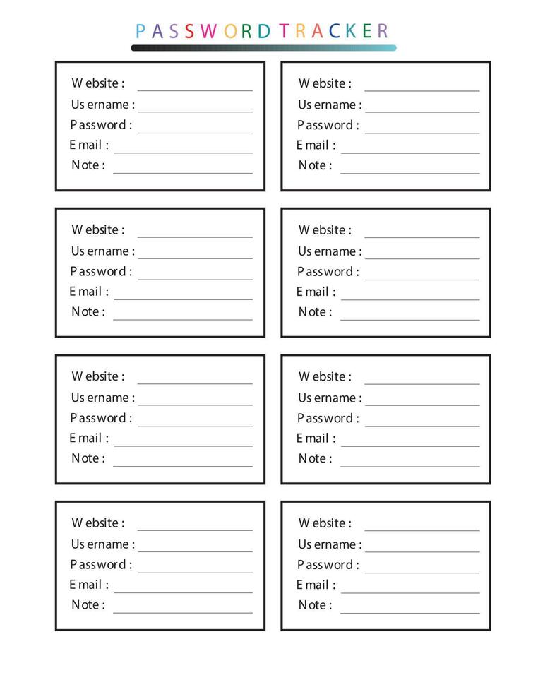 Password Log Book Template And Password Tracker Template Design