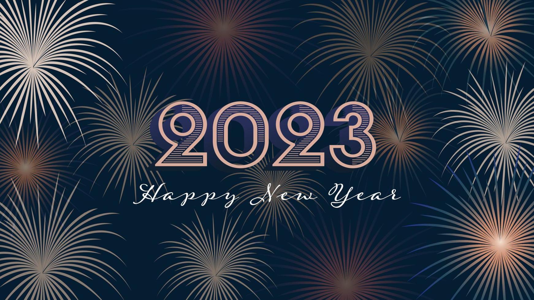 Happy New Year 2023 Holiday Background With Festive Fireworks At