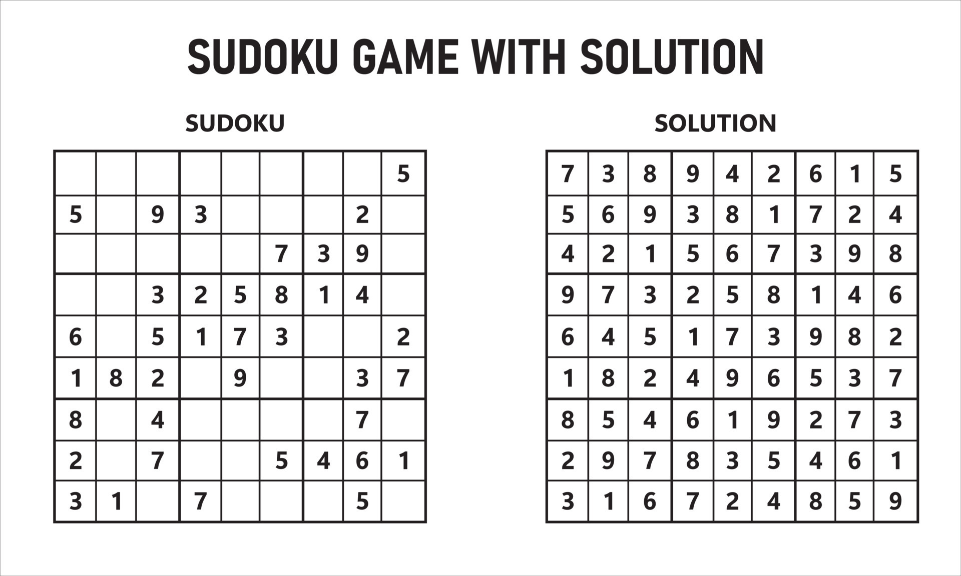Sudoku Game With Solution 15582377 Vector Art At Vecteezy