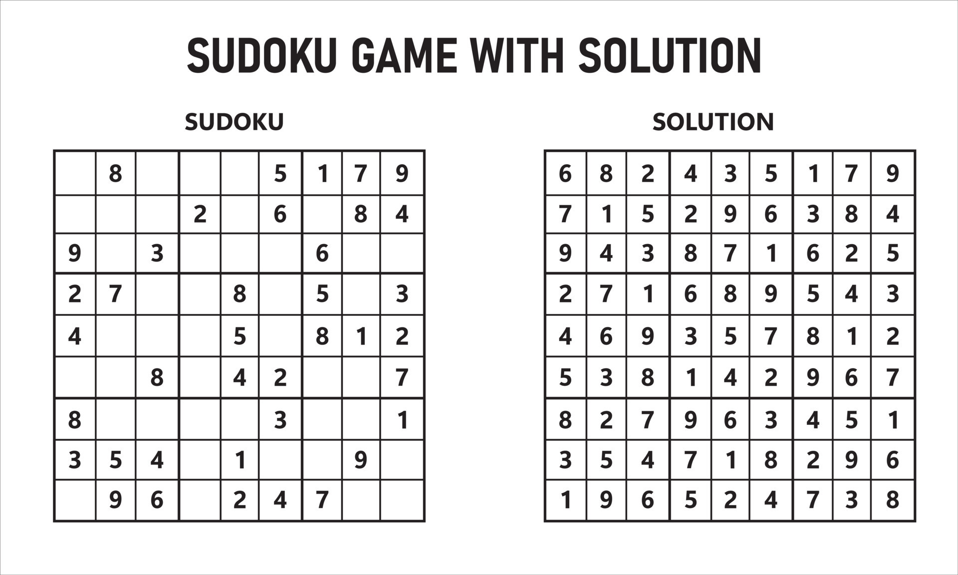 Sudoku Game With Solution 15582380 Vector Art at Vecteezy Sudoku Game With Solution 15582380 Vector Art at Vecteezy