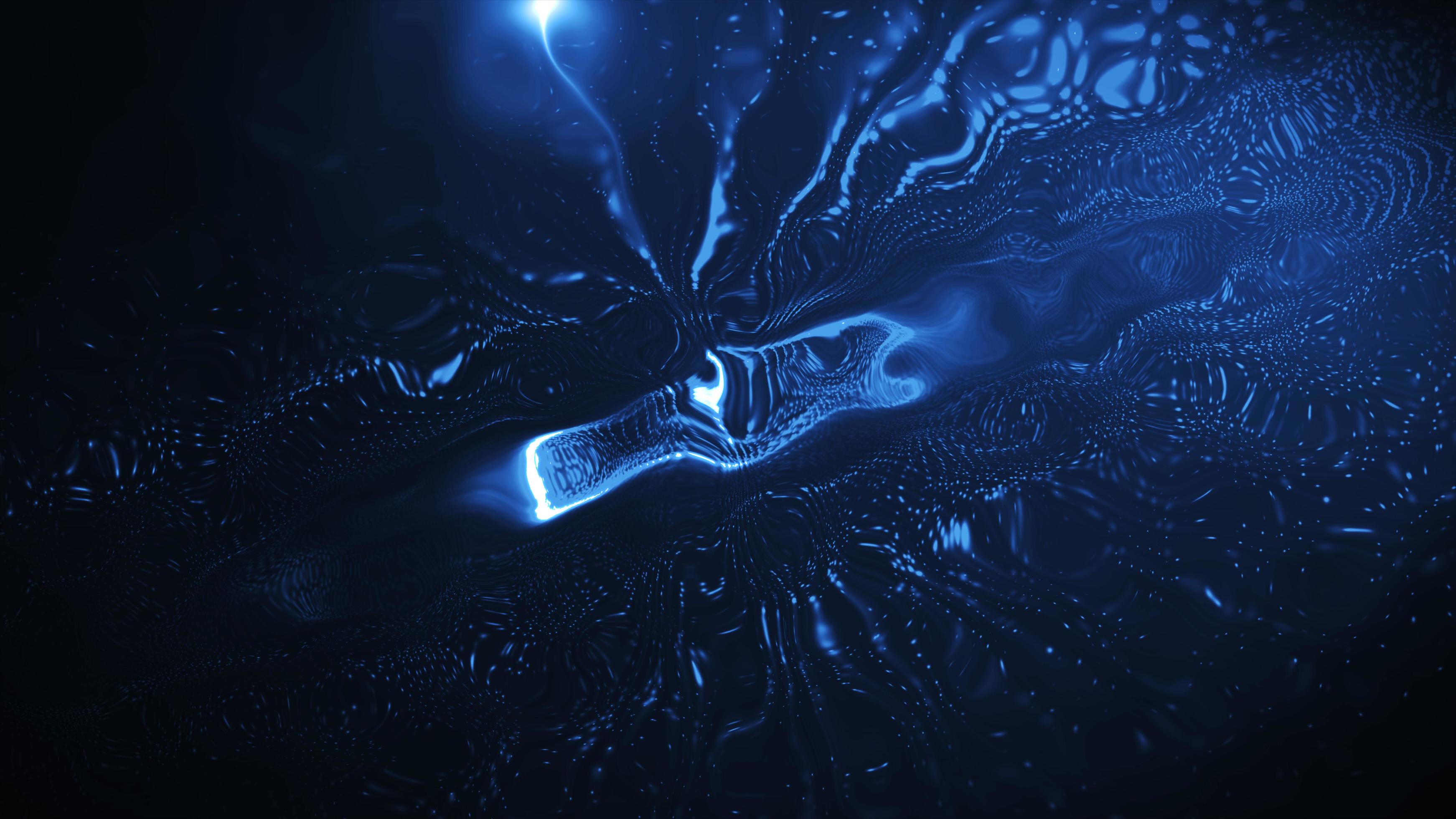 Blue distorted Space particle worm hole abstract space background ...