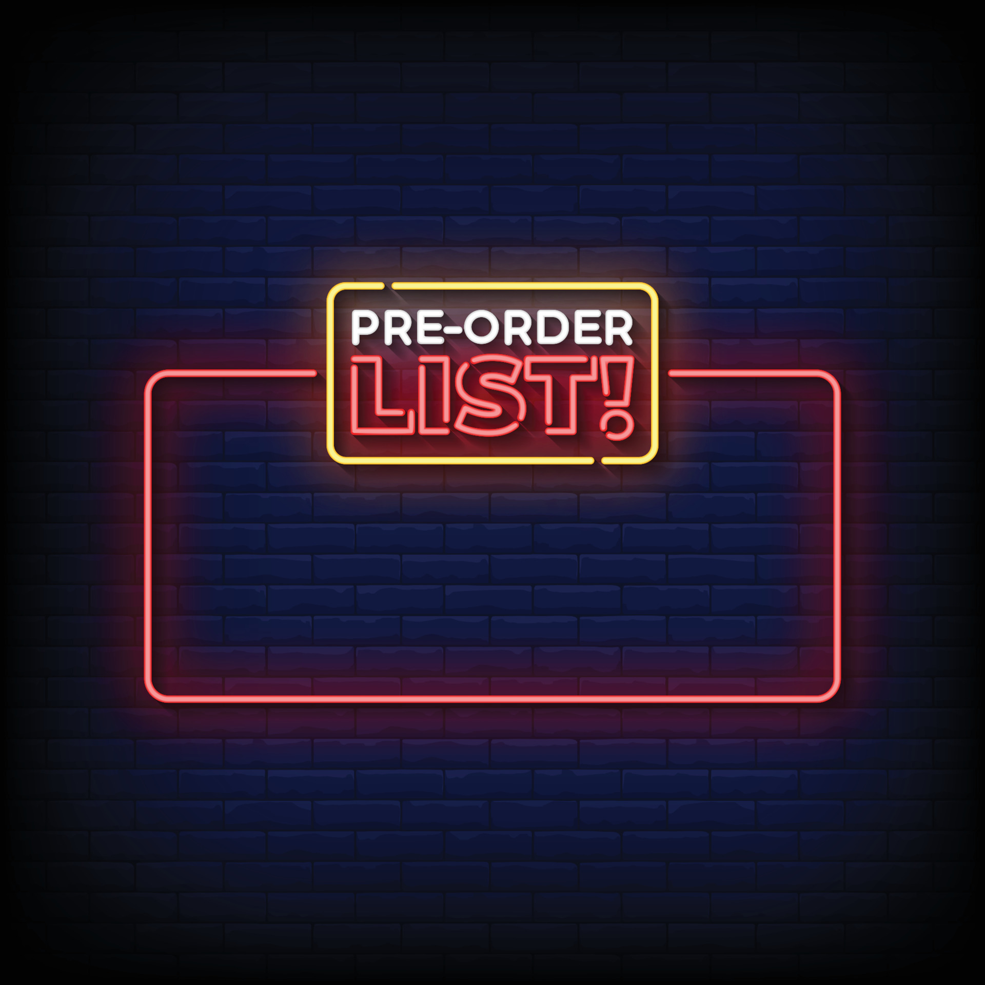 Neon Sign pre-order list with brick wall background vector 15592833 Vector Art at Vecteezy