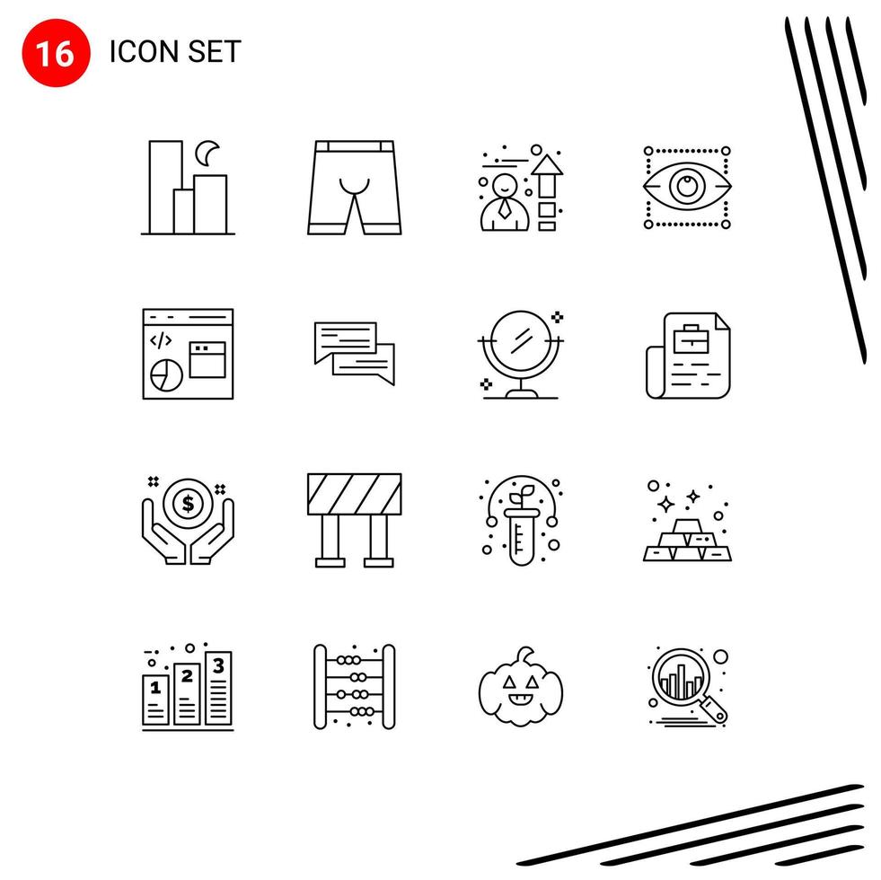 16 Thematic Vector Outlines And Editable Symbols Of Coding Designing