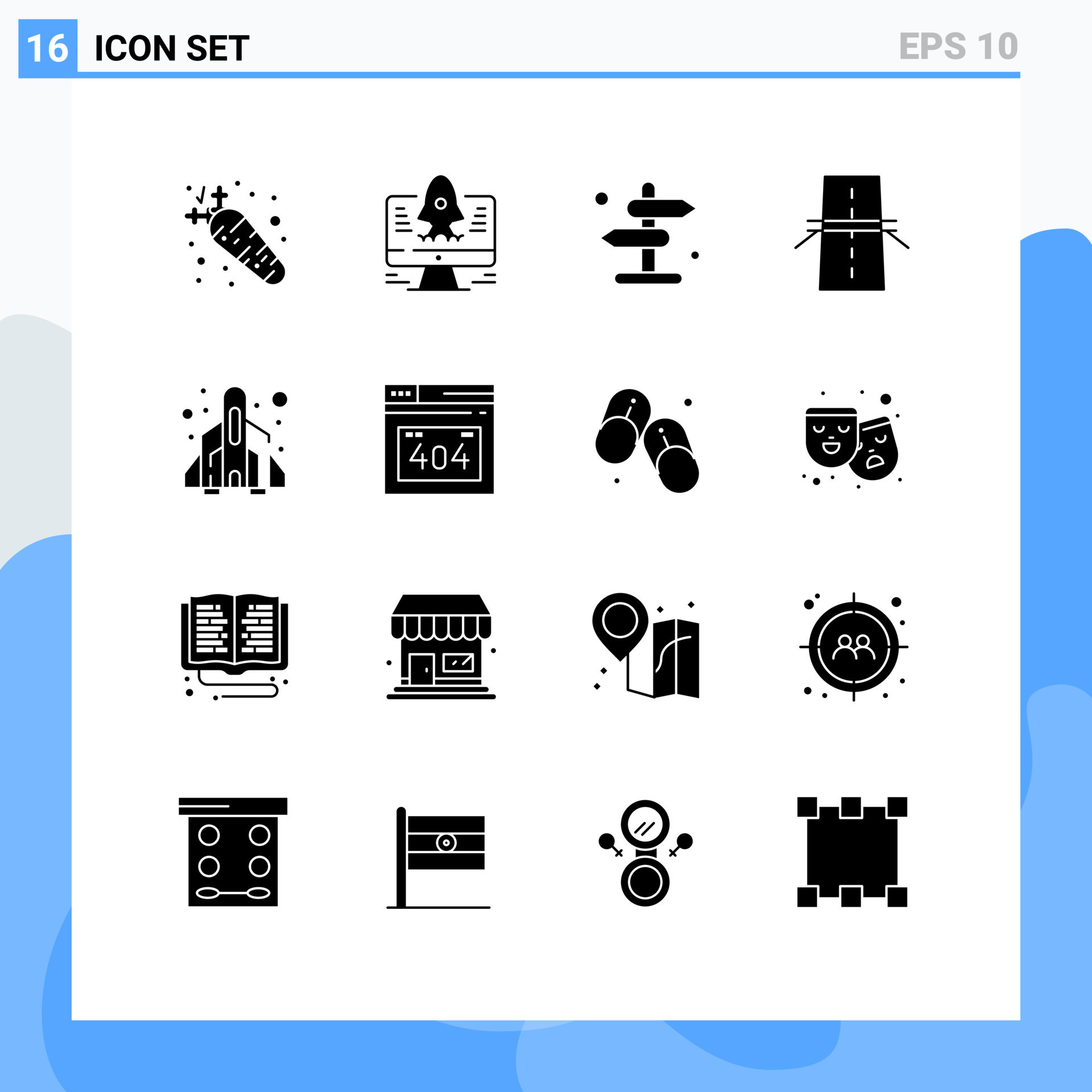 Set Of 16 Vector Solid Glyphs On Grid For Fun Highway Direction Grid Construction Editable