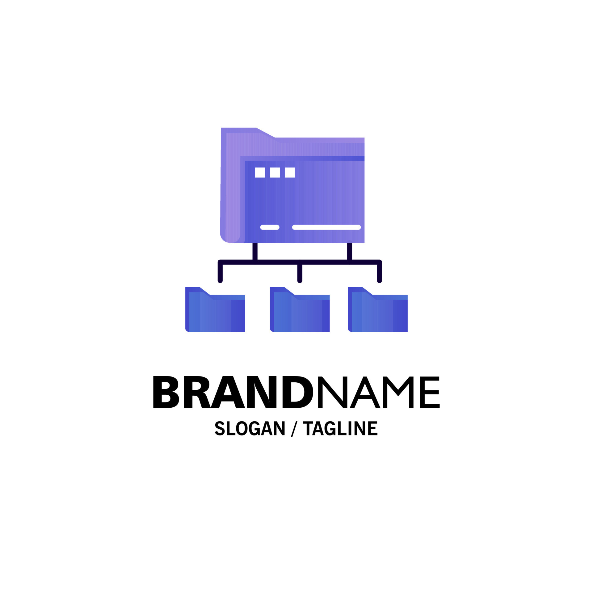 Folder Folders Network Computing Business Logo Template Flat Color