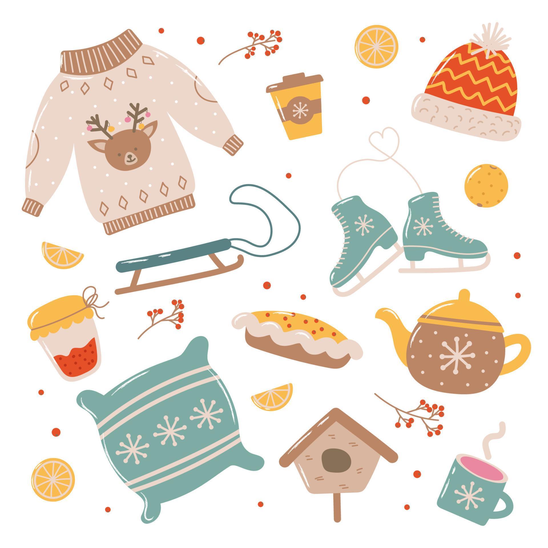 vector winter set of elements and objects 15594544 Vector Art at Vecteezy