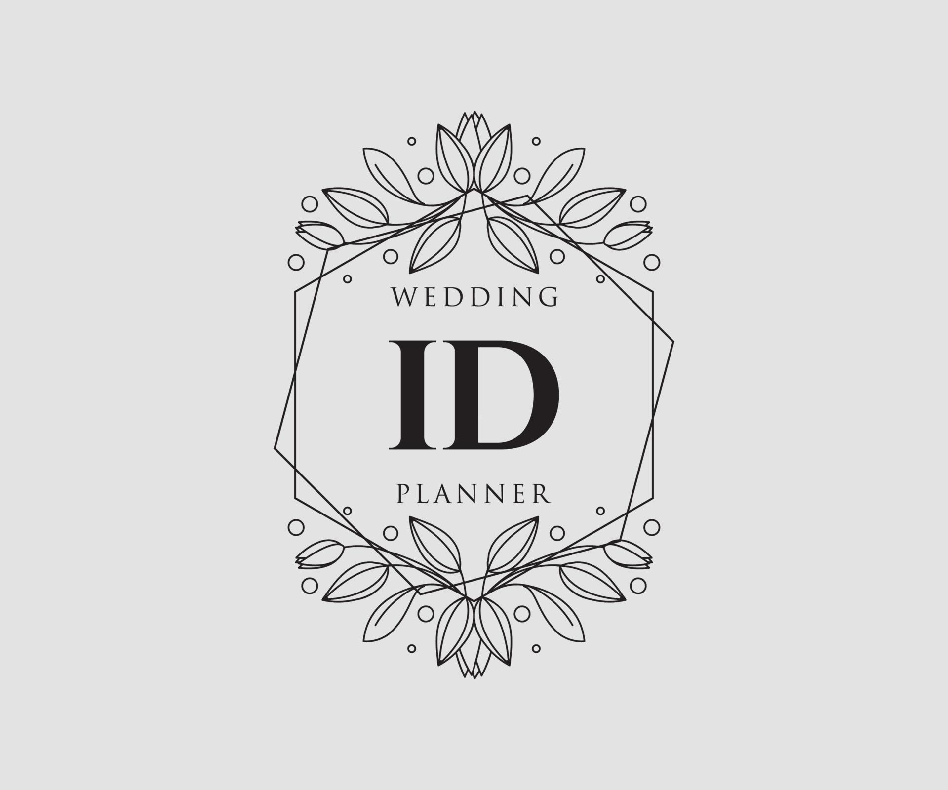 ID Initials letter Wedding monogram logos collection, hand drawn modern minimalistic and floral ...